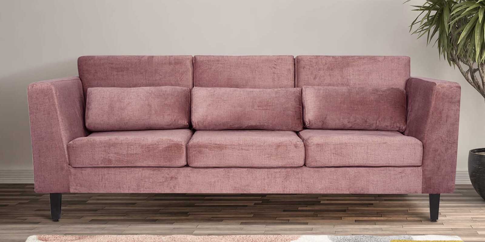 Buy Snooze Fabric 3 Seater Sofa In Rose Brown Colour at 29% OFF by ...