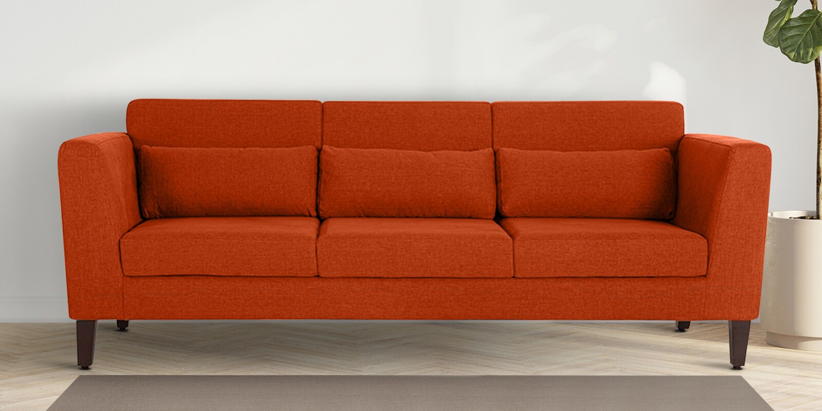 Buy Snooze Fabric 3 Seater sofa in Terracotta Colour at 33% OFF by ...