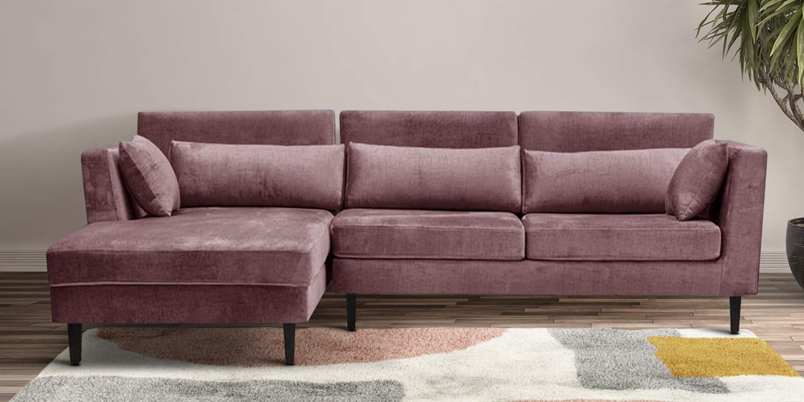 Buy Snooze Fabric RHS Sectional Sofa In Rose Brown Colour at 29% OFF by ...