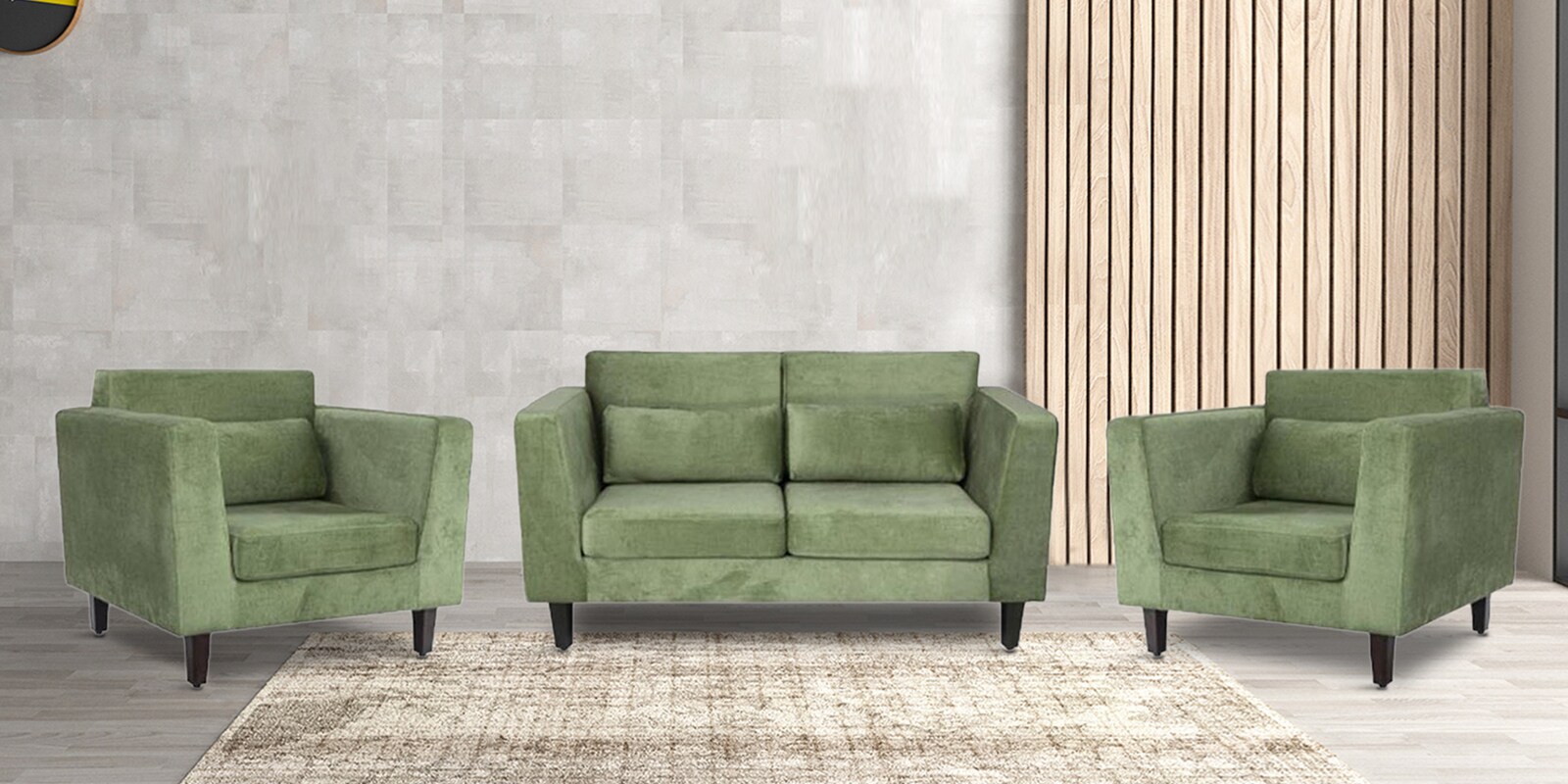 Buy Snooze Fabric Sofa Set In Green Colour With 2+1+1 Combination at 30 ...