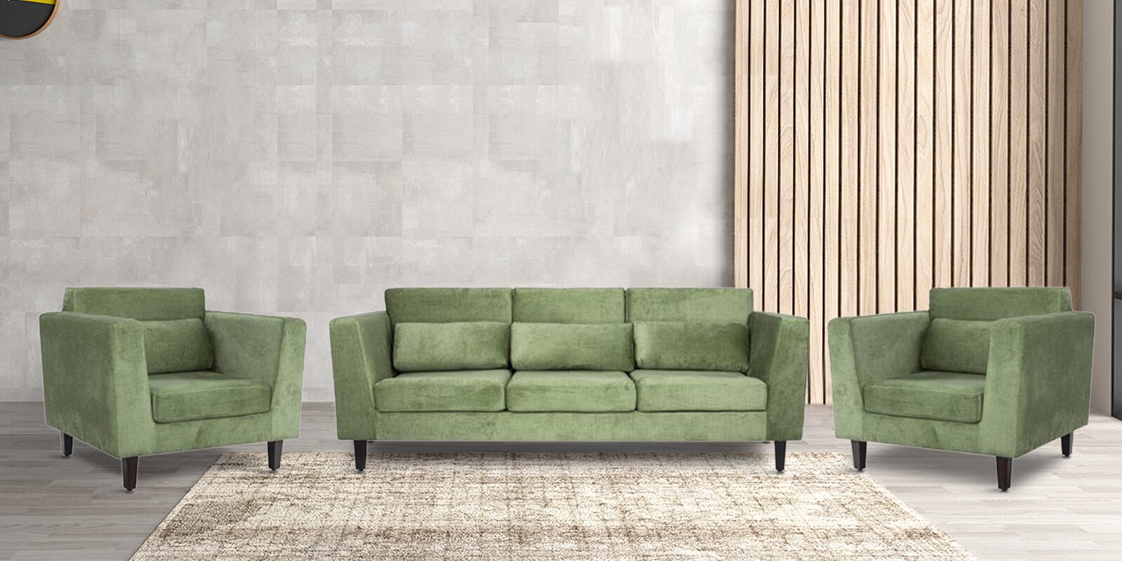 Buy Snooze Fabric Sofa Set In Green Colour With 3+1+1 Combination at 30 ...
