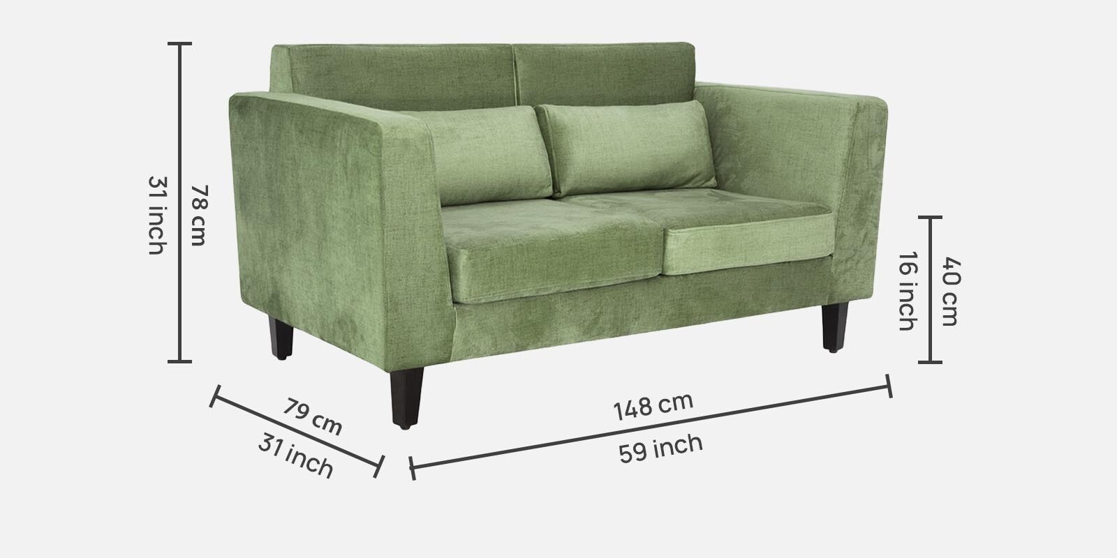 Buy Snooze Fabric Sofa Set In Green Colour With 3+2 Combination at 30% ...