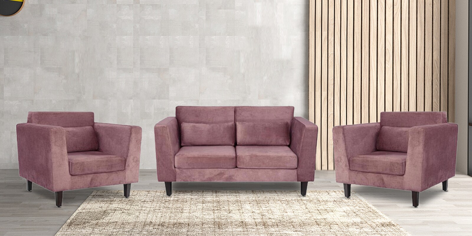 Buy Snooze Fabric Sofa Set In Rose Brown Colour With 2+1+1 Combination ...