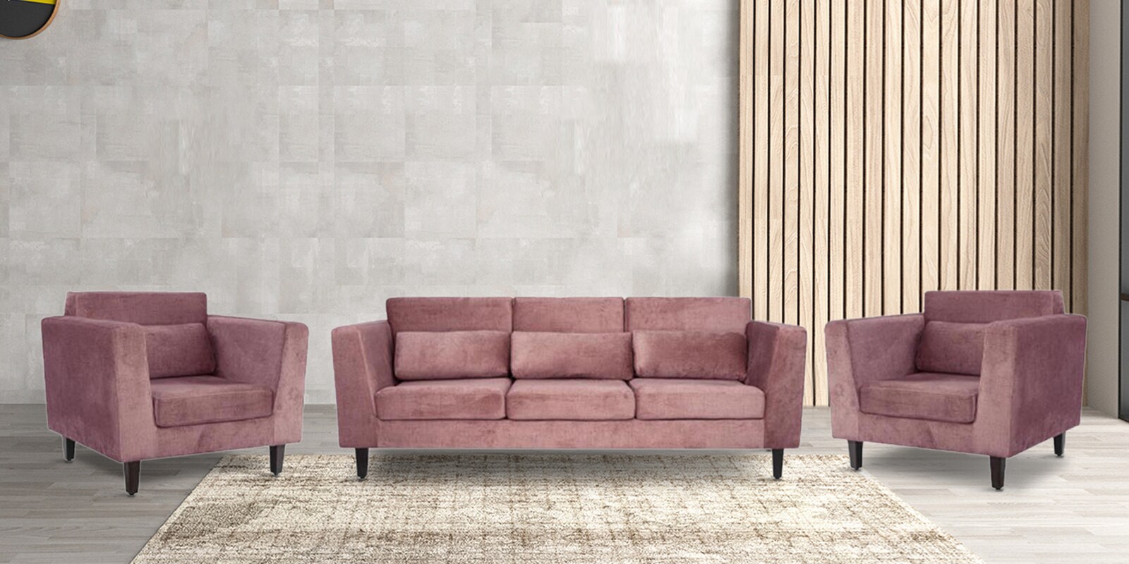 Buy Snooze Fabric Sofa Set In Rose Brown Colour With 3+1+1 Combination ...