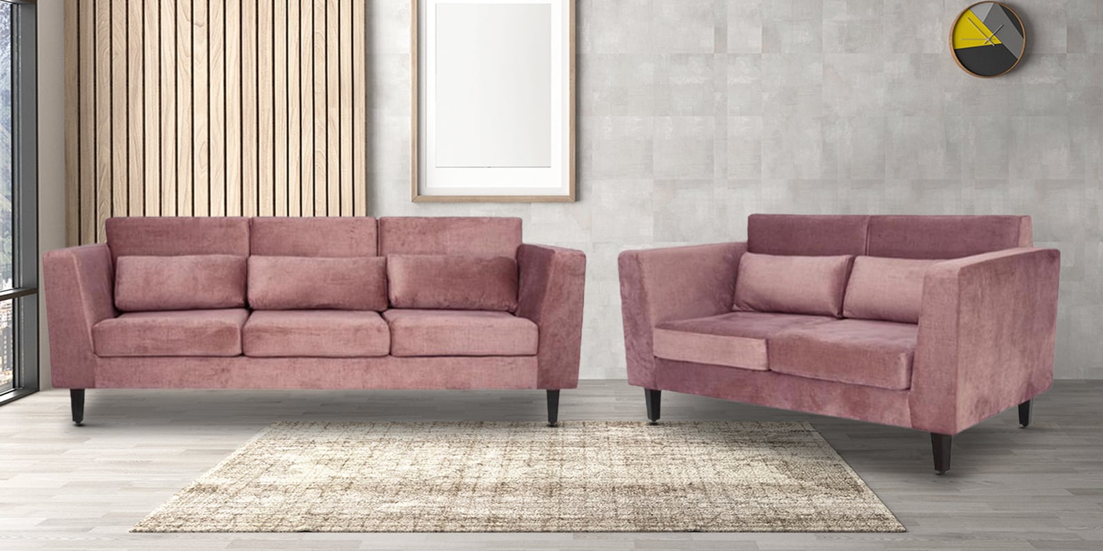 Buy Snooze Fabric Sofa Set In Rose Brown Colour With 3+2 Combination at ...