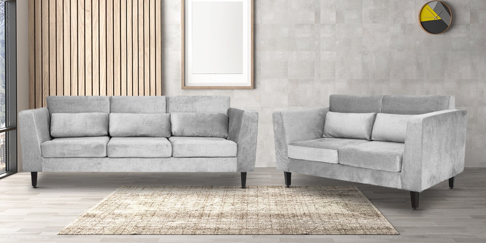 Buy Snooze Fabric Sofa Set In White Colour With 3+2 Combination at 30% ...