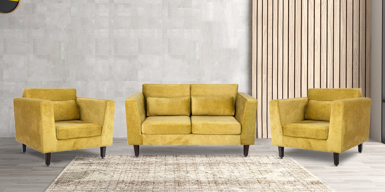 Buy Snooze Fabric Sofa Set In Yellow Colour With 2+1+1 Combination at ...