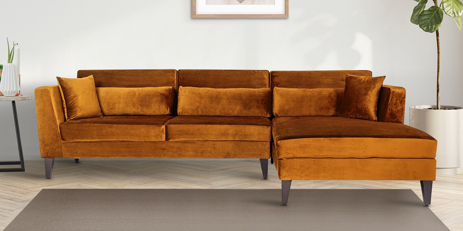 Buy Snooze Velvet LHS Sectional Sofa in Amber Colour at 26% OFF by ...