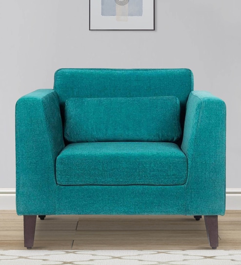 Buy Snoozepro Fabric 1 Seater Sofa in Malibu Green Colour at 27% OFF by ...