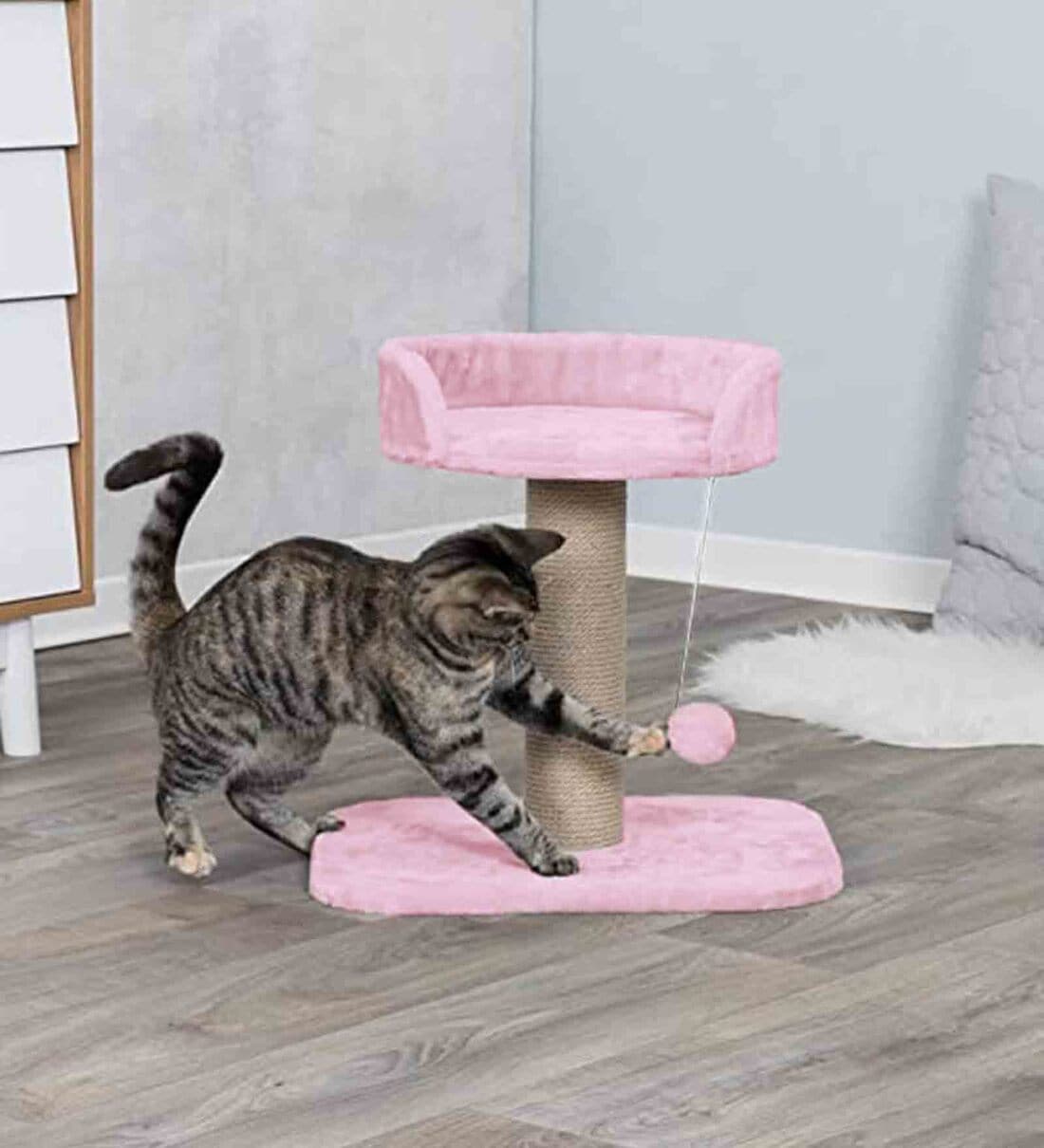 Buy Soft Fur Cat Scratching Post In Pink Colour By Hiputee at 50% OFF ...