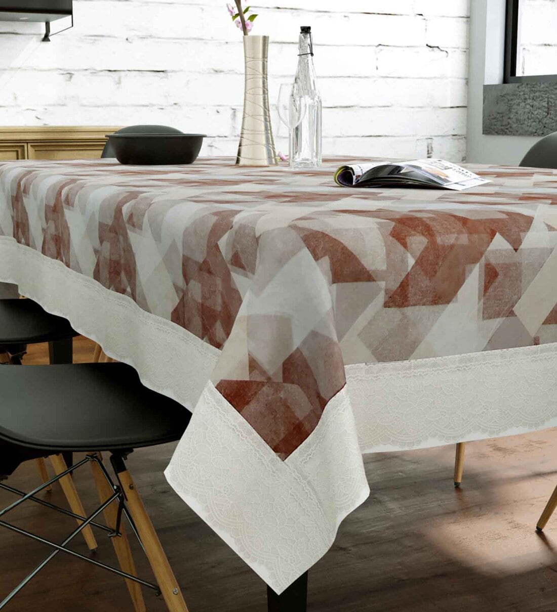 Buy Solid Brown PVC 90 X 60 Inch Table Cloth by Clasiko Online - Table ...