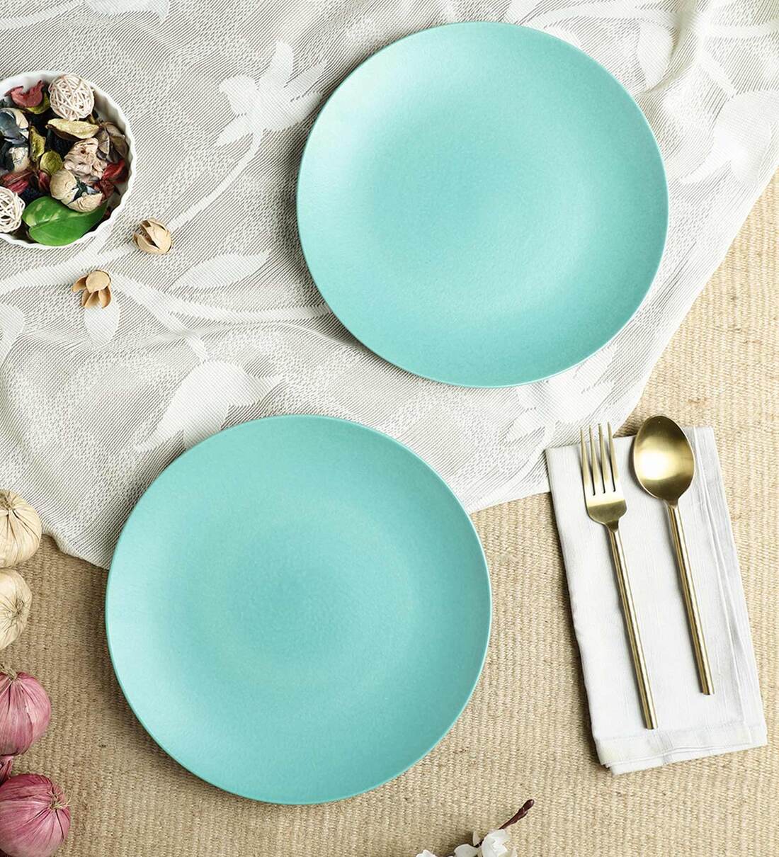Buy Solid Matte (Set of 2) 10 Inch Ceramic Dinner Plate by Crok Chok at ...