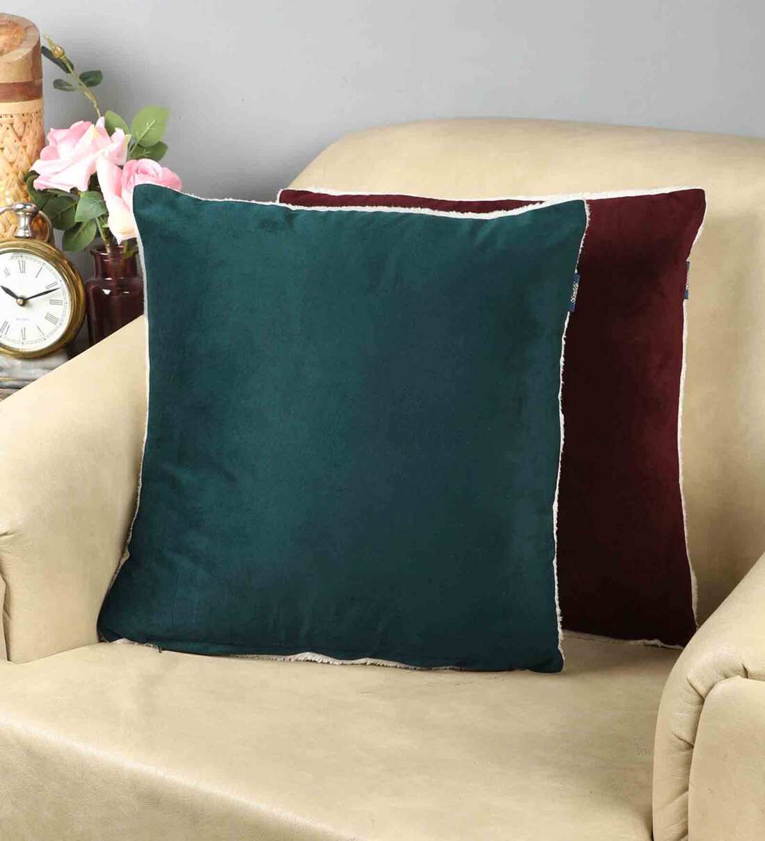 Buy Solid Velvet Multicolor 16 x 16 Inches 2 Cushion Covers at 35% OFF ...