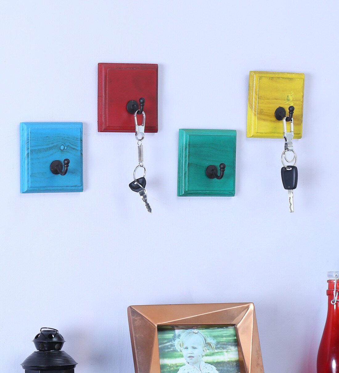 Buy Multicolour Solid Wood Novelty - Set Of 4 Key Holder at 16% OFF by ...