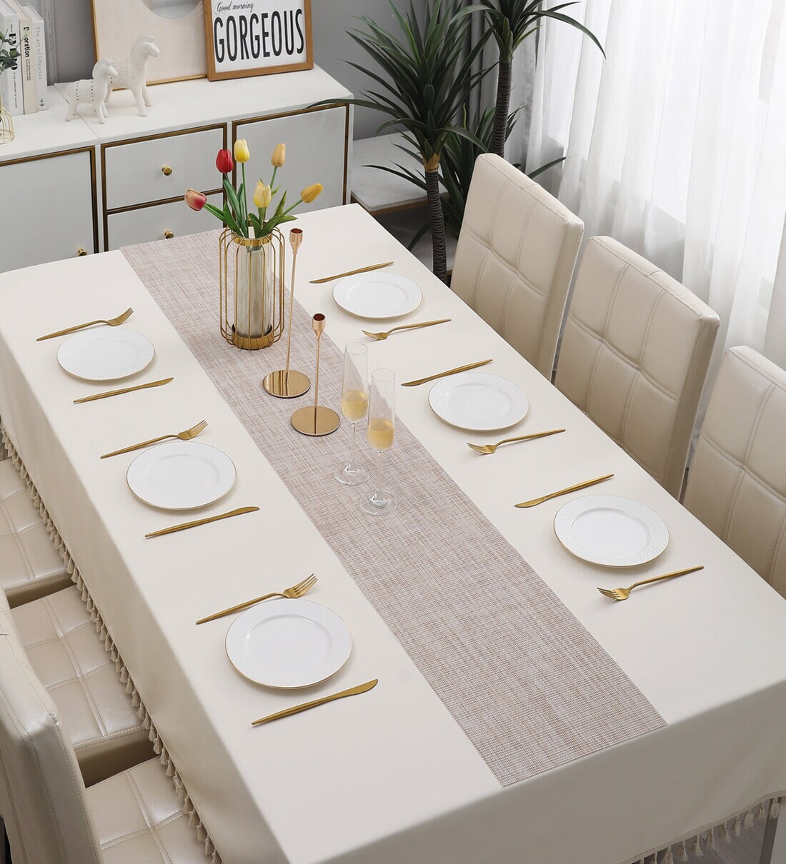 Buy Solid Beige (71 x12) PVC Table Runner at 38% OFF by HOKIPO | Pepperfry