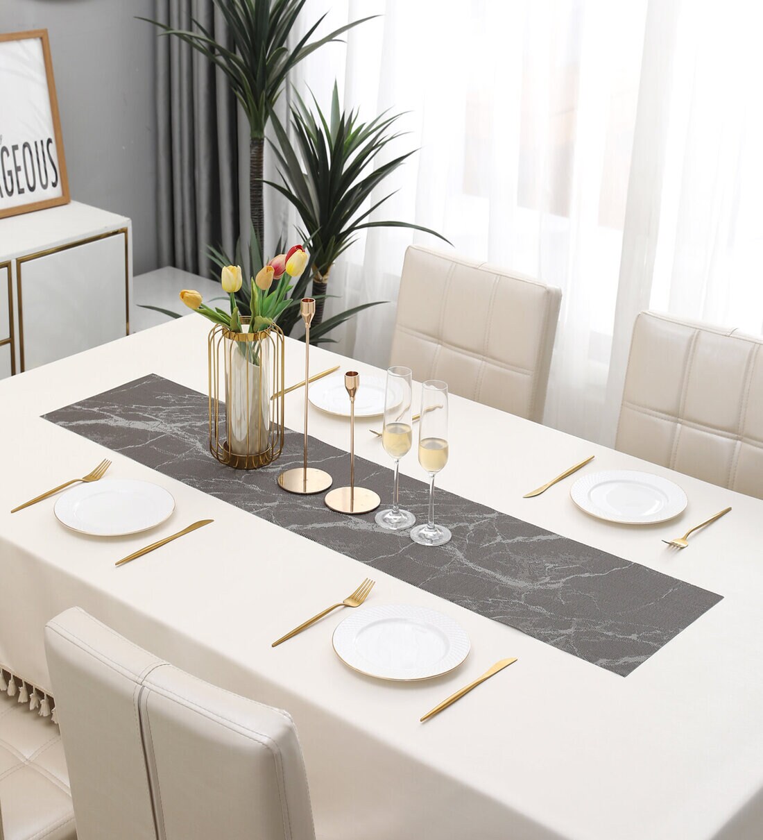 Buy Abstract Brown (53 x12) PVC Table Runner at 33% OFF by HOKIPO ...