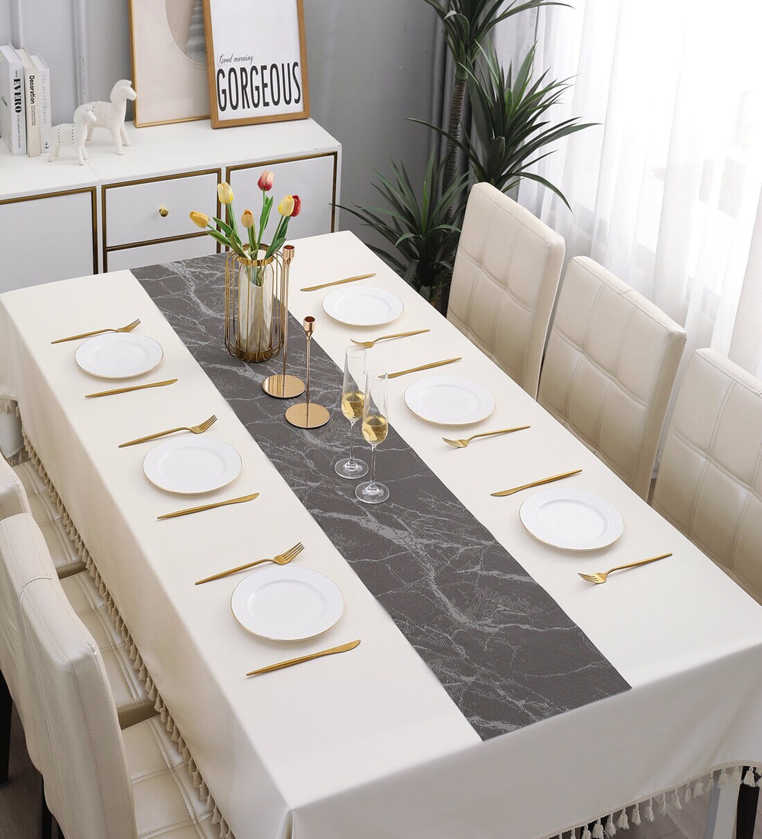 Buy Abstract Brown (71 x12) PVC Table Runner at 38% OFF by HOKIPO ...