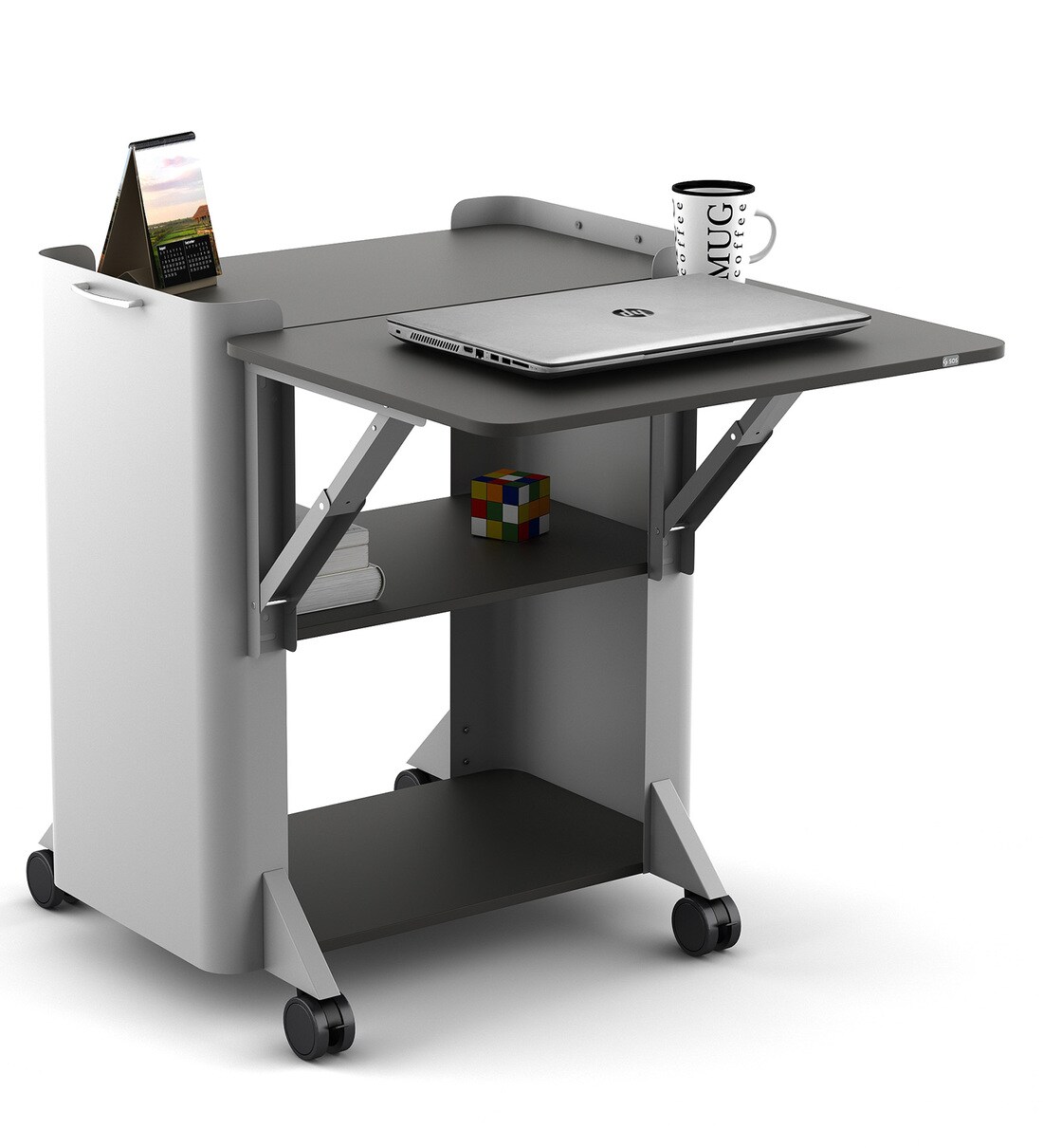 Buy SOS C-Shape End Table in Slate Grey & Silver Finish by Spacewood ...