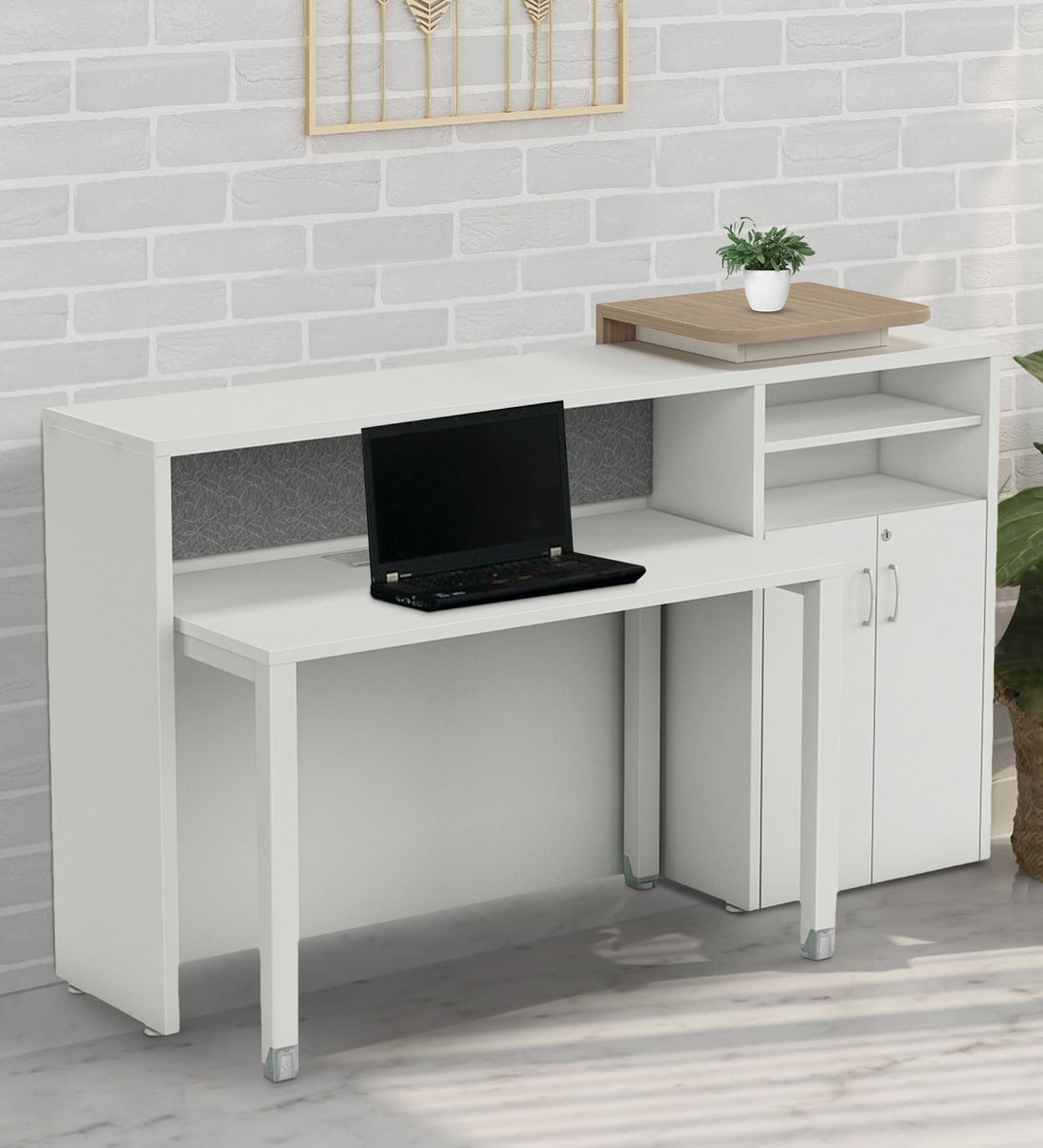 Buy Office Table in Everest White And Persian Walnut Finish at 1% OFF ...