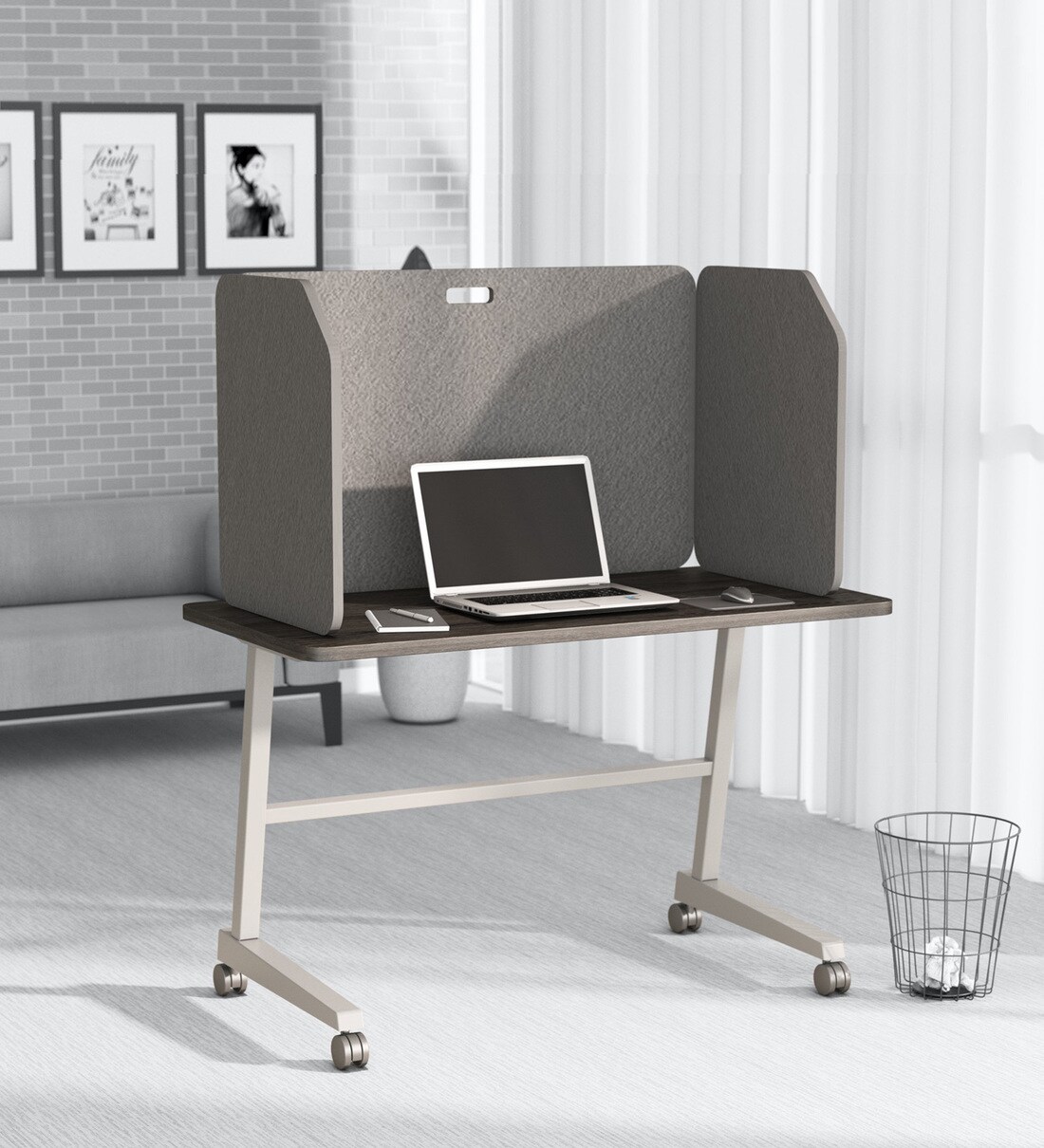 Buy SOS Foldable Mobile Desk & Screen in Shadow Oak & Grey Colour at 5% ...
