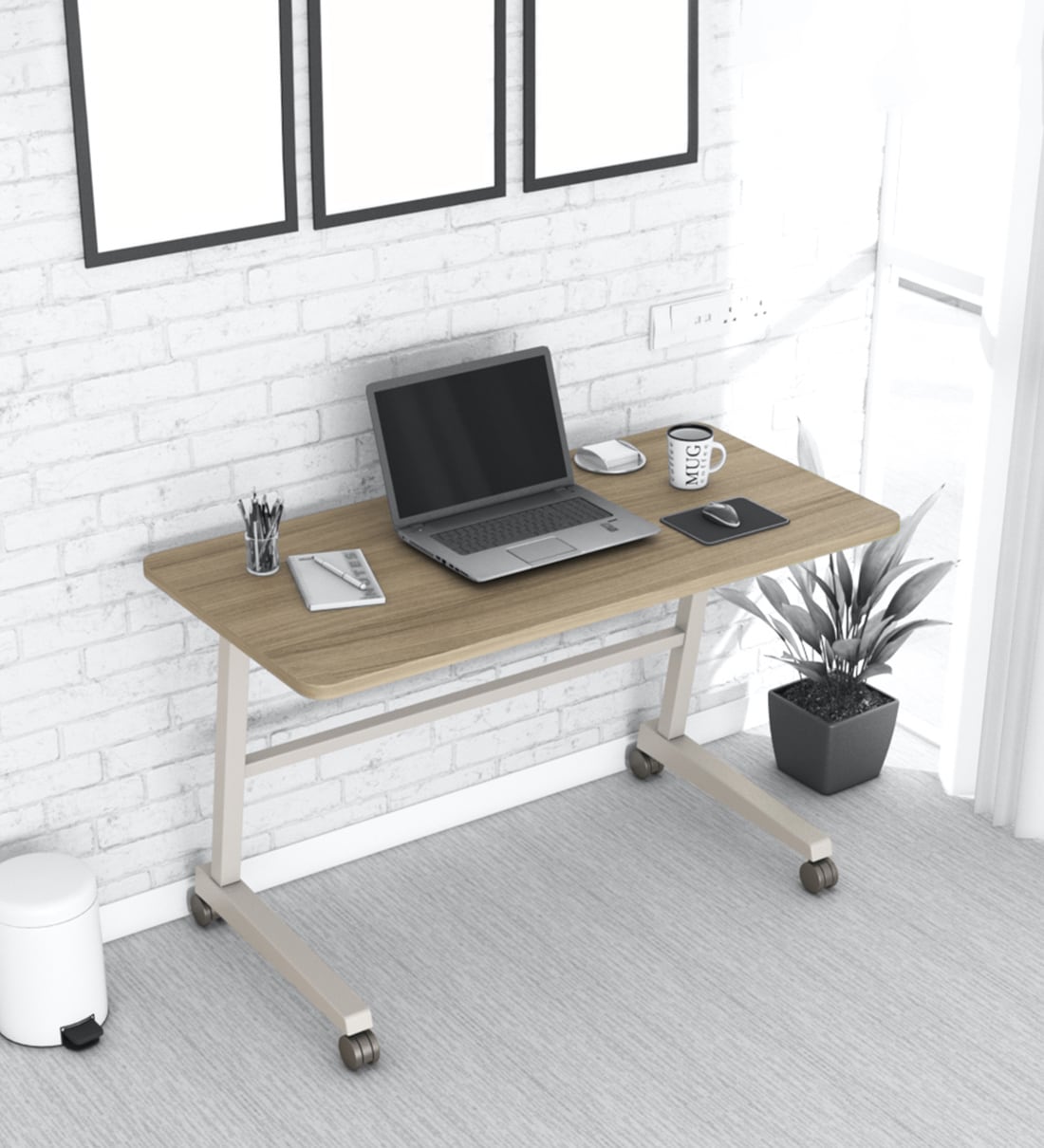 Buy SOS Mobile Desk Table in Drift Wood Finish at 14% OFF by Spacewood ...