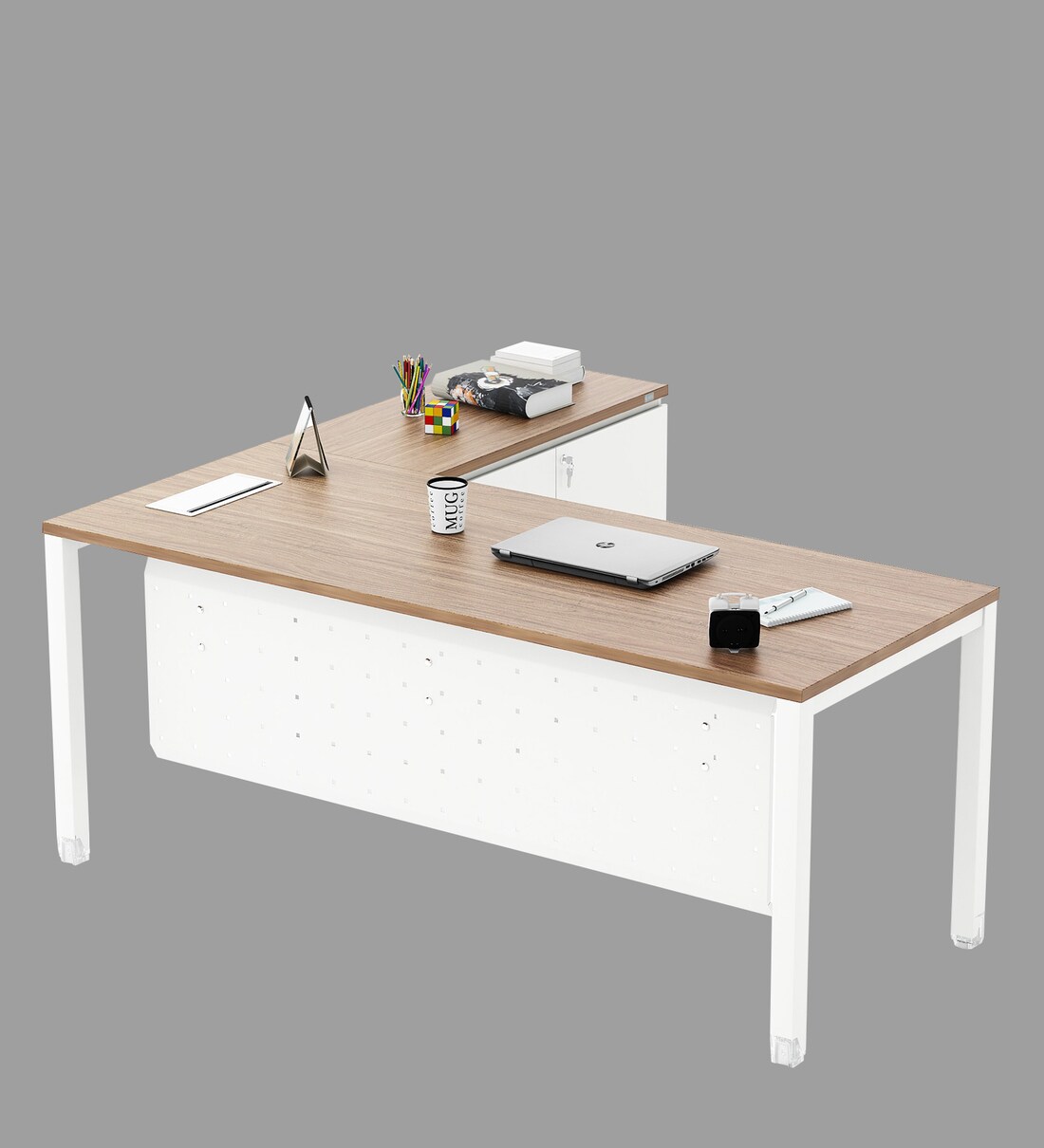 Buy SOS Wizard Executive Desk with Filing Cabinet in Persian Walnut ...