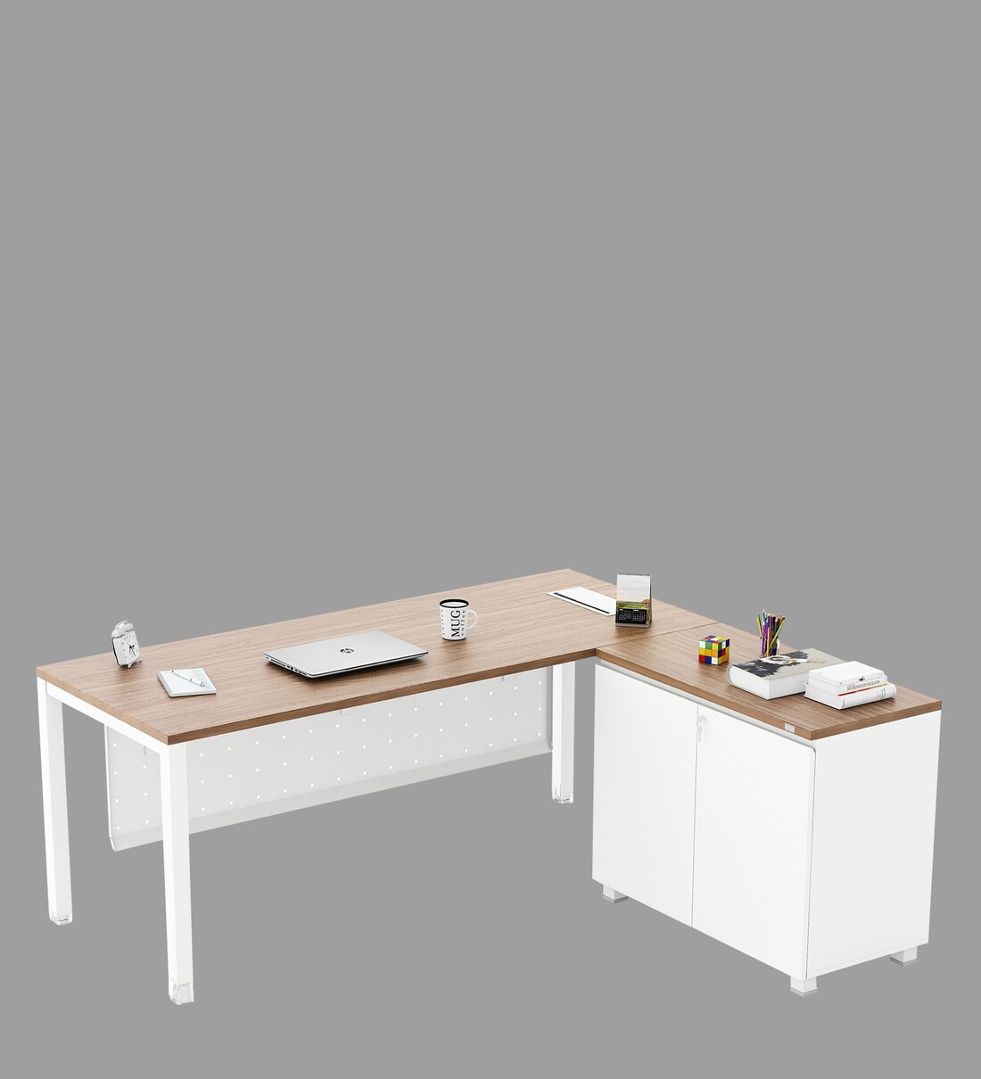 Buy SOS Wizard Executive Desk with Filing Cabinet in Persian Walnut ...