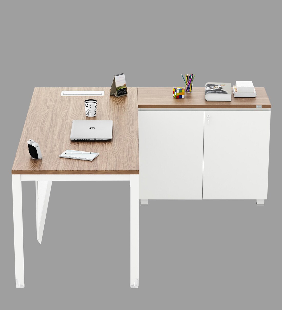 Buy SOS Wizard Executive Desk with Filing Cabinet in Persian Walnut ...