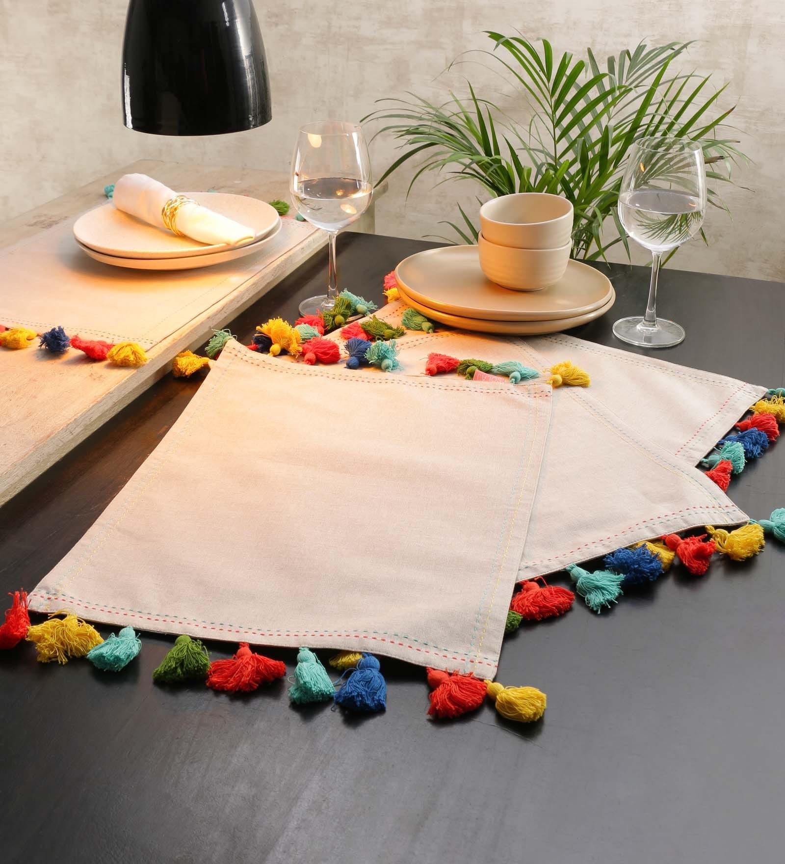 Buy Cream Cotton Solid Placemats Set of 4 by Solaj at 23% OFF by Solaj ...
