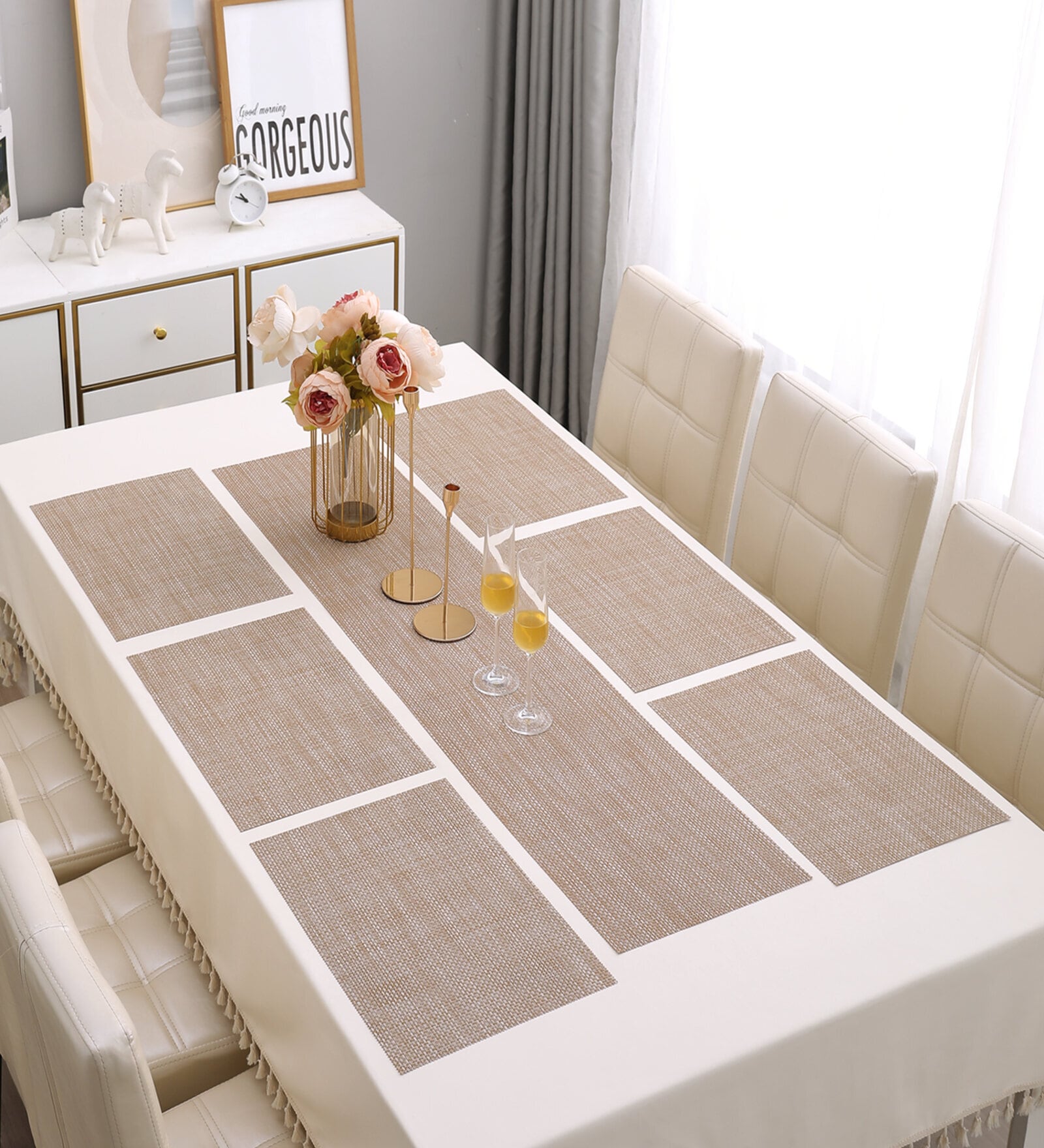 Buy Solid Beige (18 x12) PVC Table Linen (Set of 7) at 23% OFF by ...