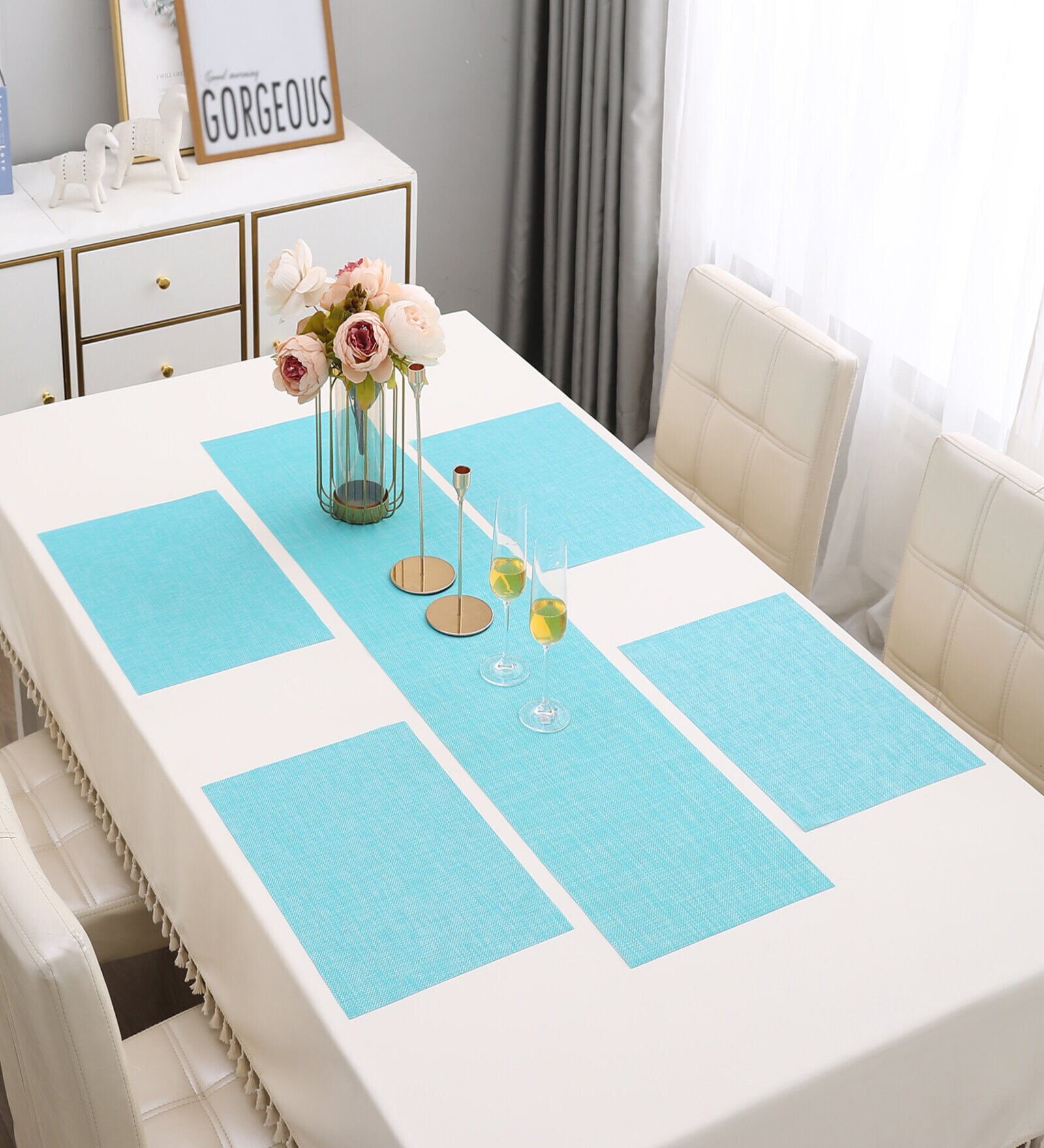 Buy Solid Blue (18 x12) PVC Table Linen (Set of 5) at 26% OFF by HOKIPO ...