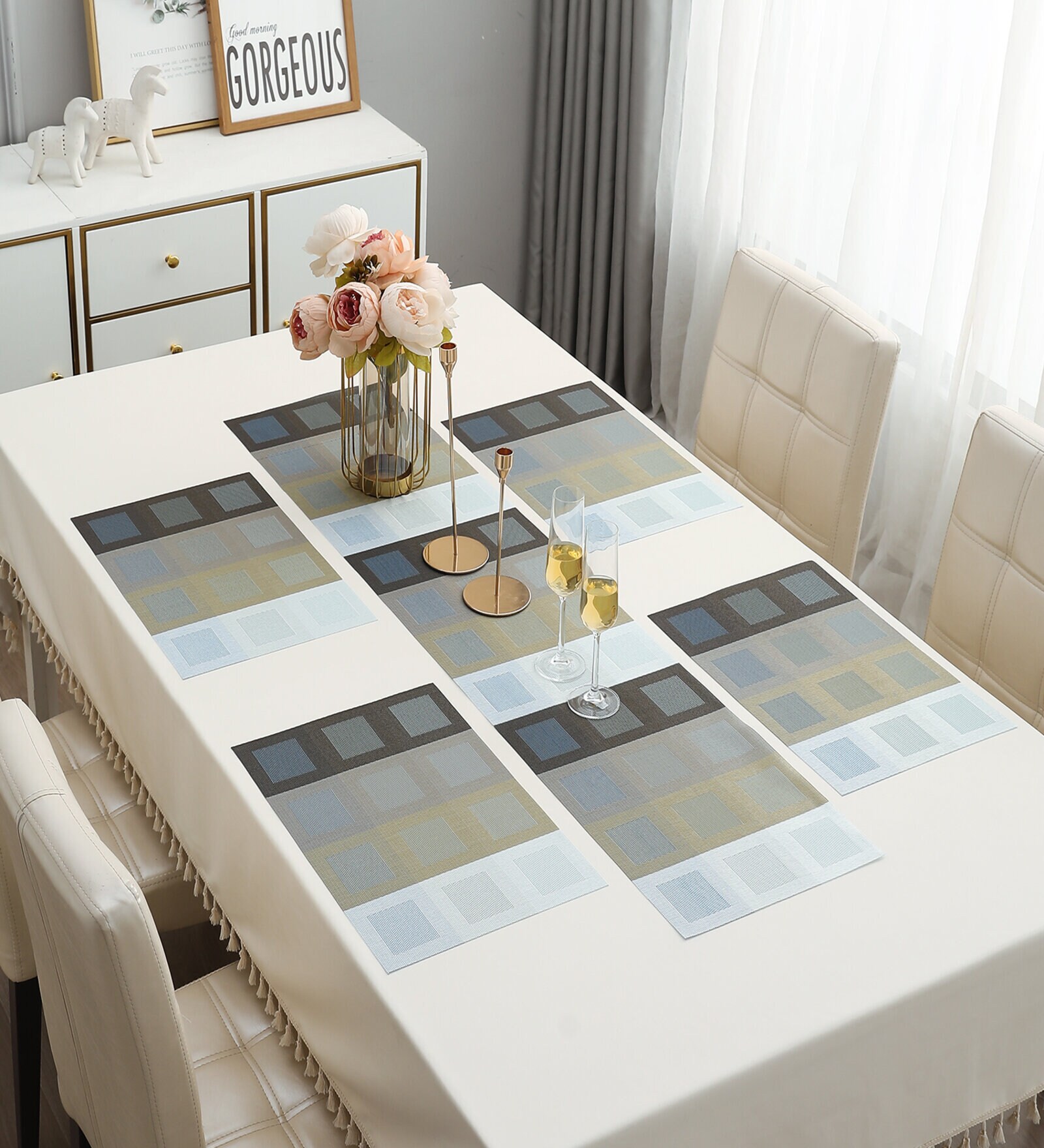 Buy Geometric Blue (18 x12) PVC Table Linen (Set of 5) at 27% OFF by ...