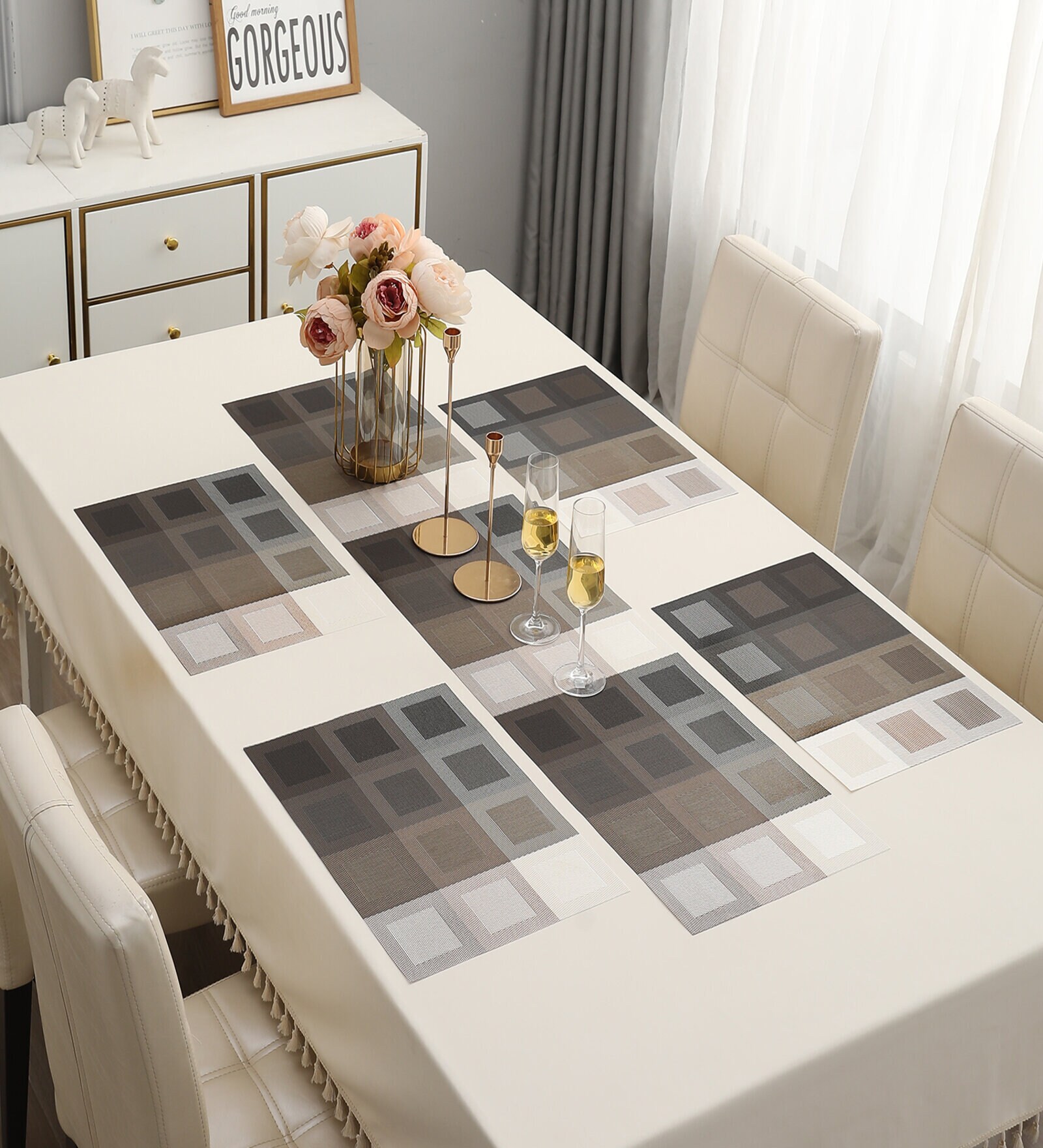 Buy Geometric Brown (18 x12) PVC Table Linen (Set of 5) at 27% OFF by ...