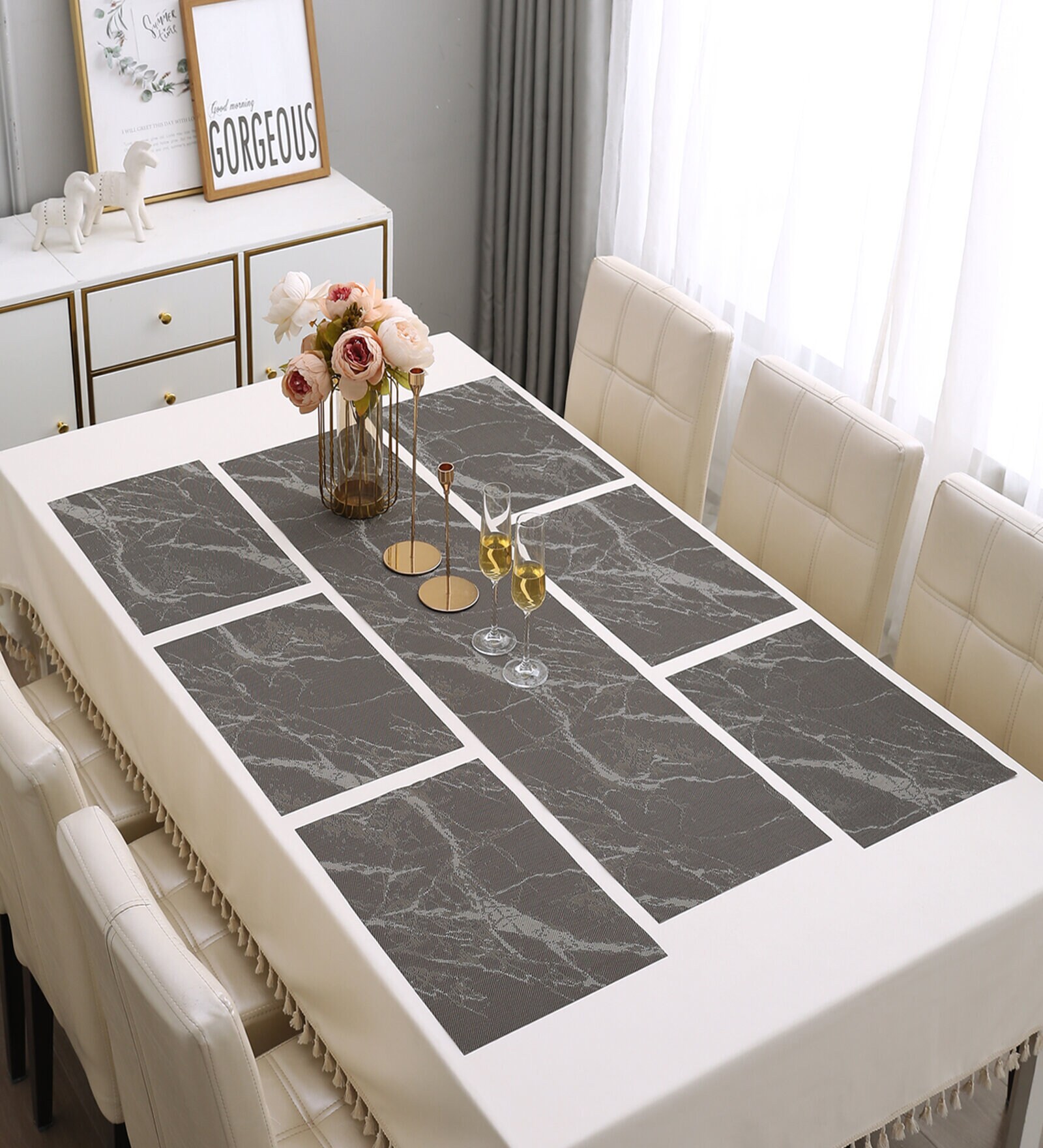 Buy Abstract Brown (18 x12) PVC Table Linen (Set of 7) at 17% OFF by ...