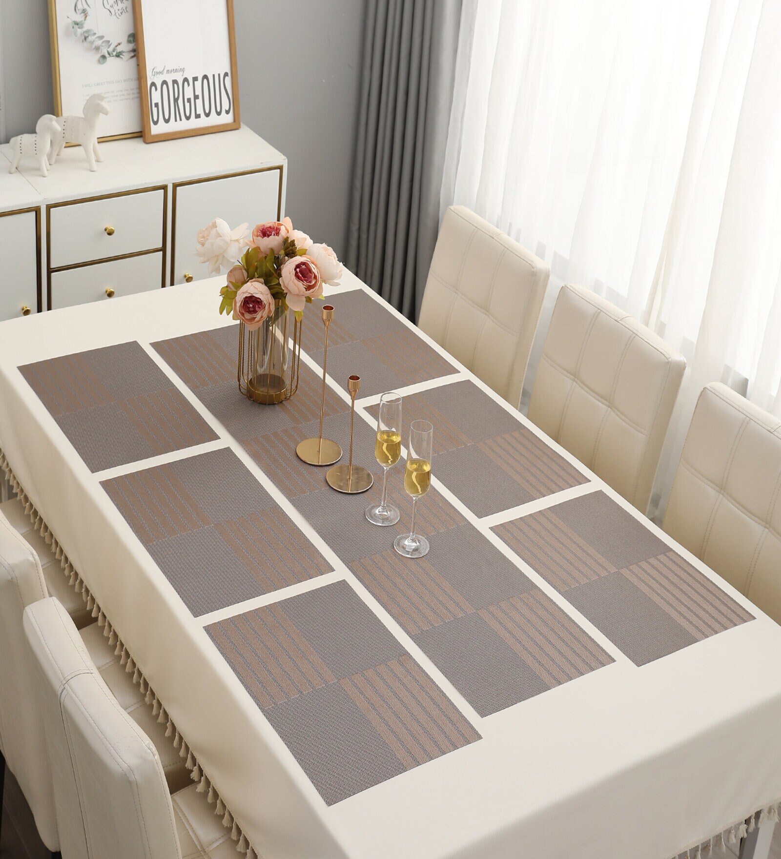 Buy Geometric Brown (18 x12) PVC Table Linen (Set of 7) at 17% OFF by ...