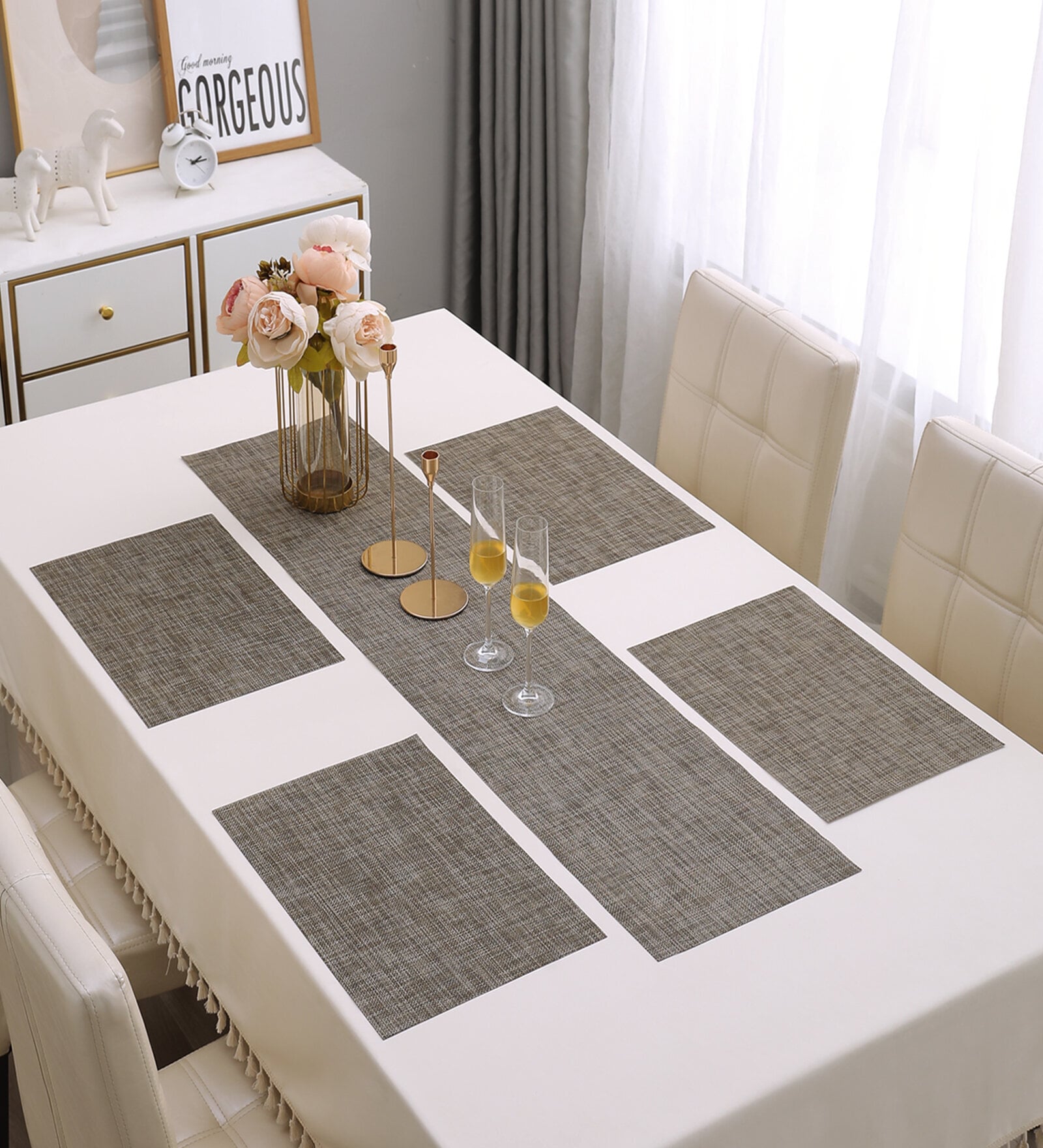 Buy Solid Gray (18 x12) PVC Table Linen (Set of 5) at 26% OFF by HOKIPO ...