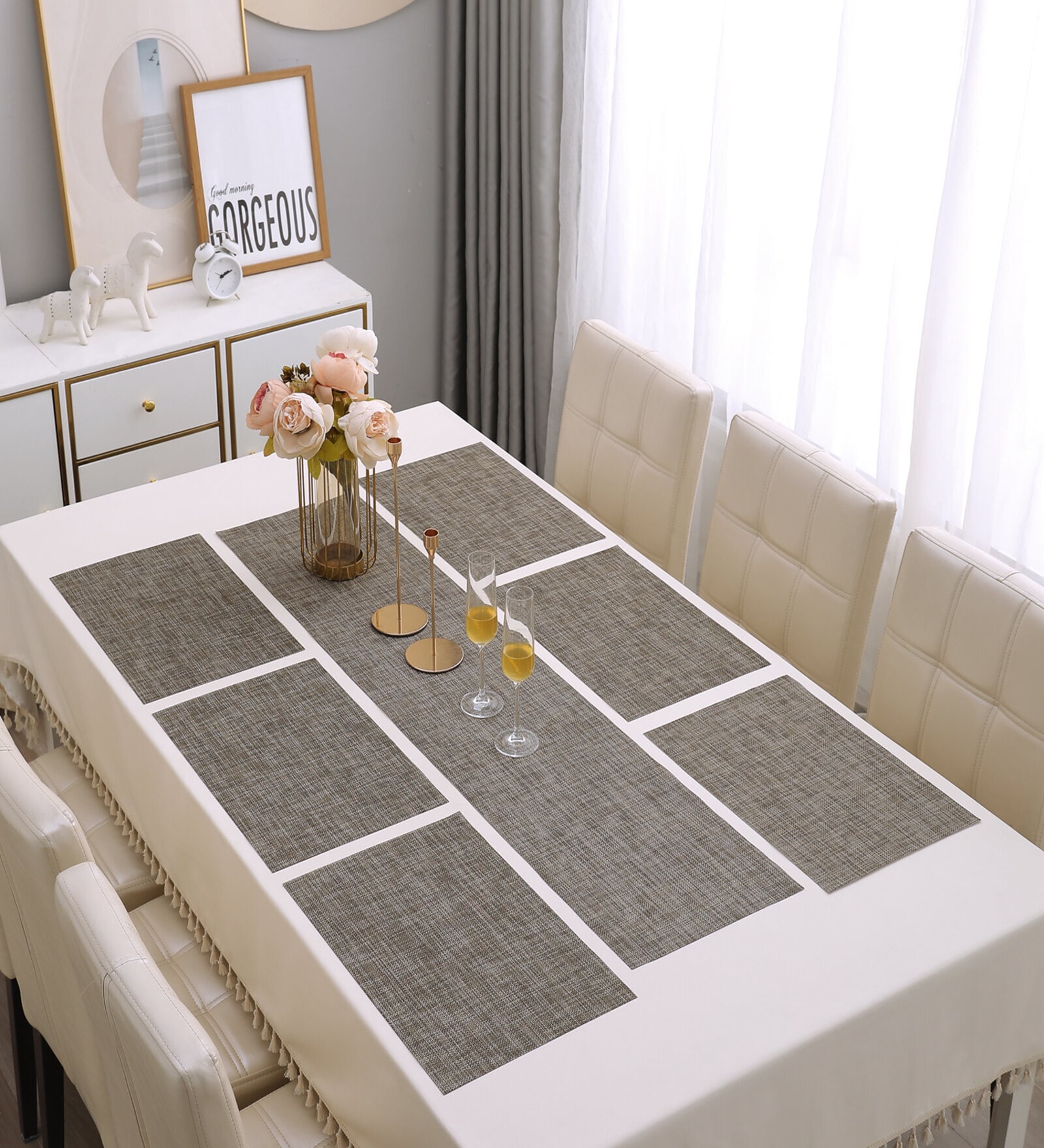 Buy Solid Gray (18 x12) PVC Table Linen (Set of 7) at 17% OFF by HOKIPO ...