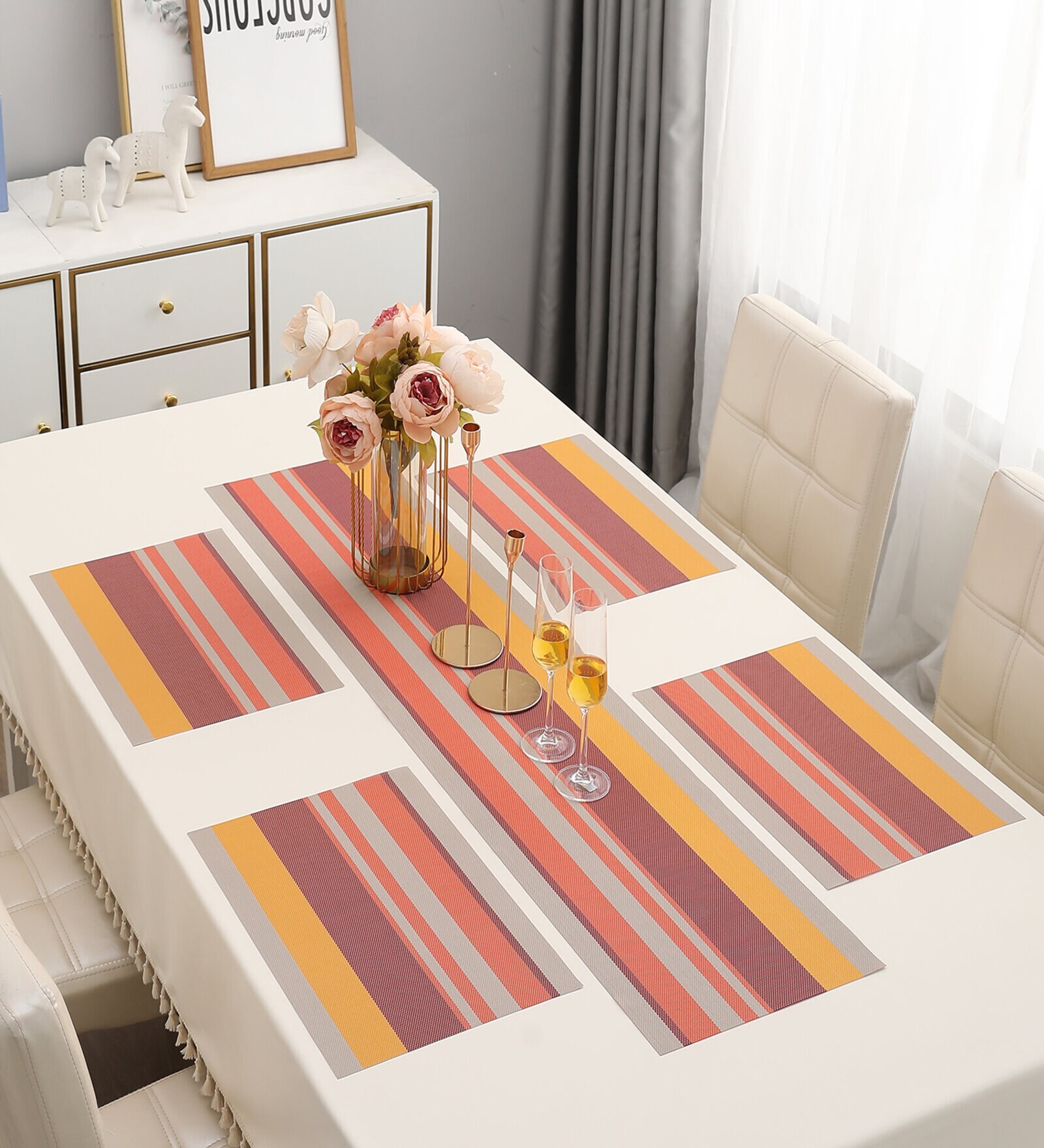 Buy Striped Multicolor (18 x12) PVC Table Linen (Set of 5) at 9% OFF by ...