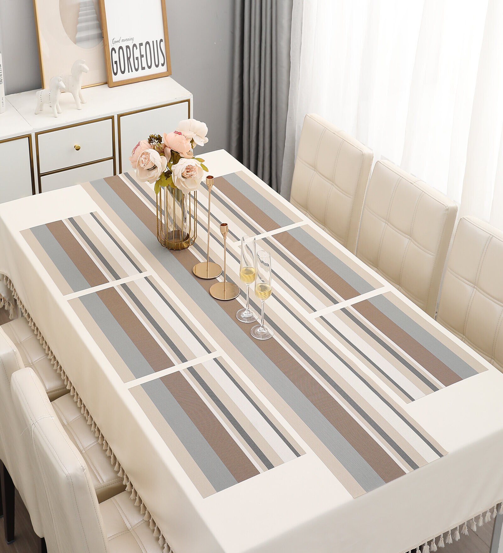 Buy Striped Multicolor (18 x12) PVC Table Linen (Set of 7) at 27% OFF ...