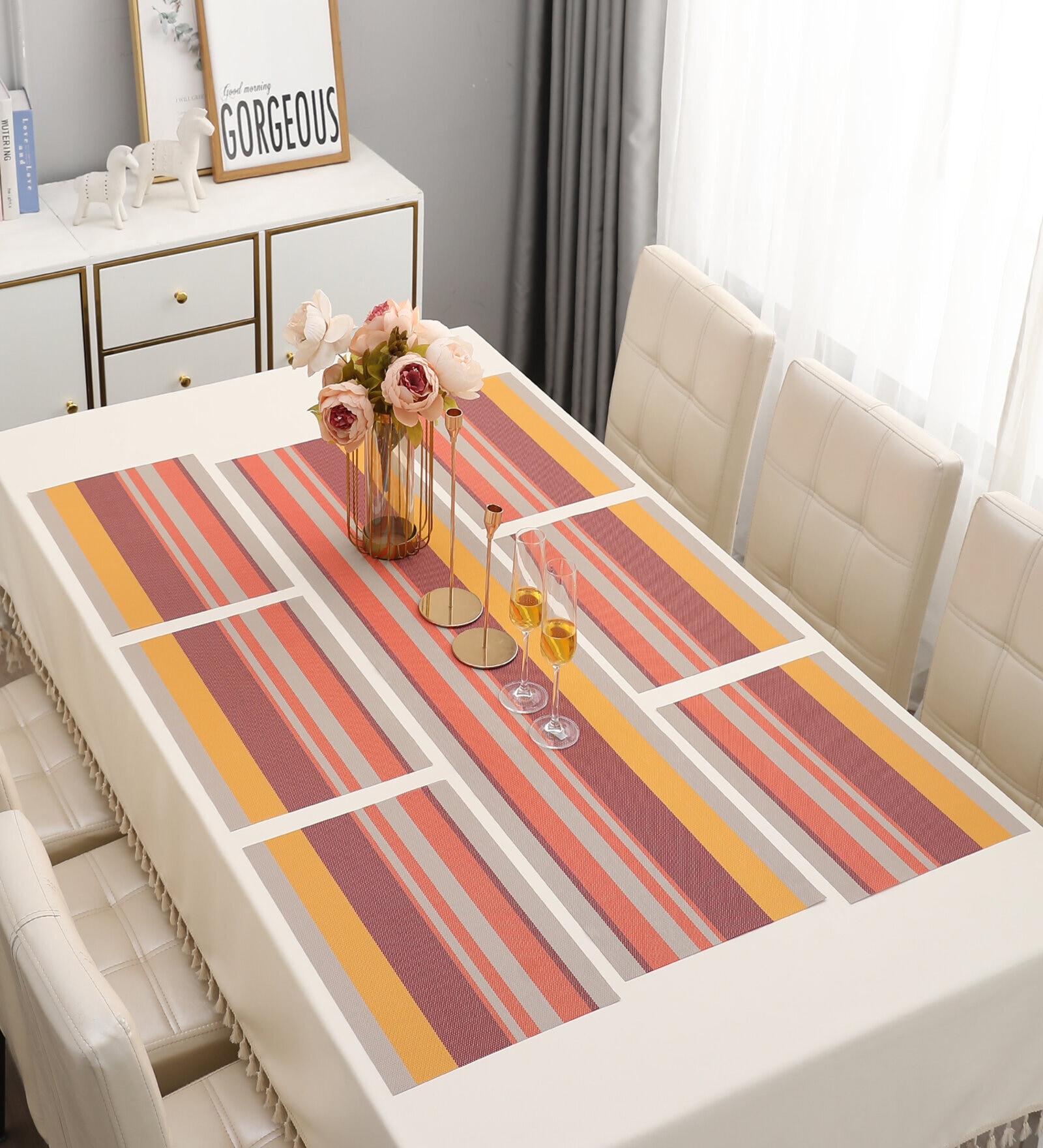Buy Striped Multicolor (18 x12) PVC Table Linen (Set of 7) at 17% OFF ...