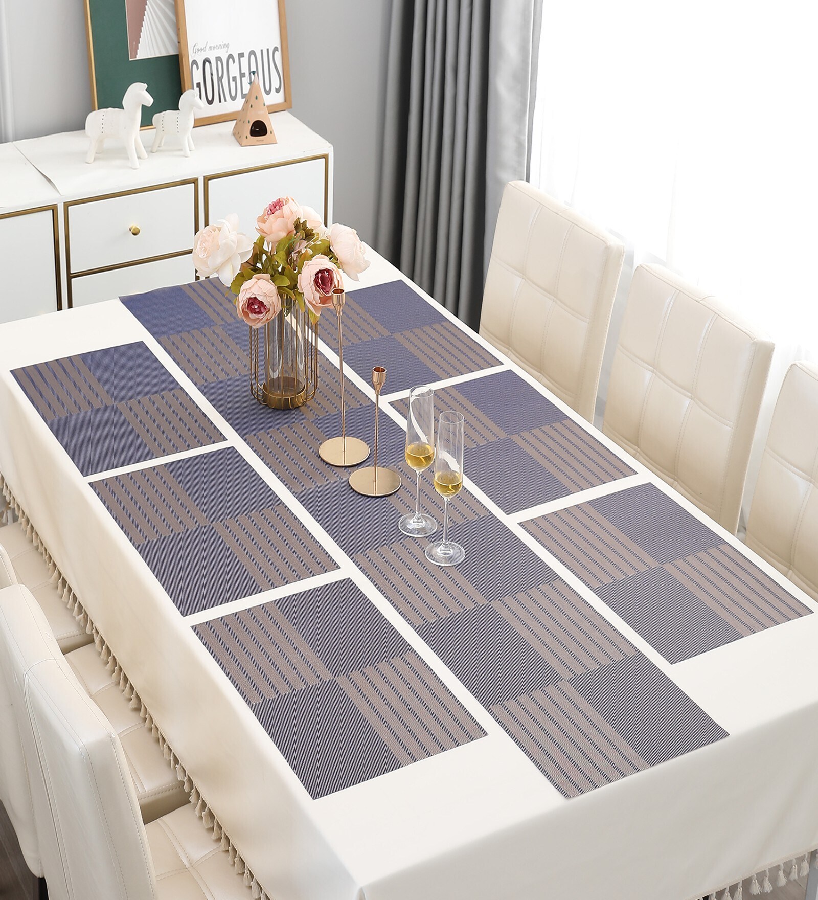 Buy Geometric Purple (18 x12) PVC Table Linen (Set of 7) at 27% OFF by ...