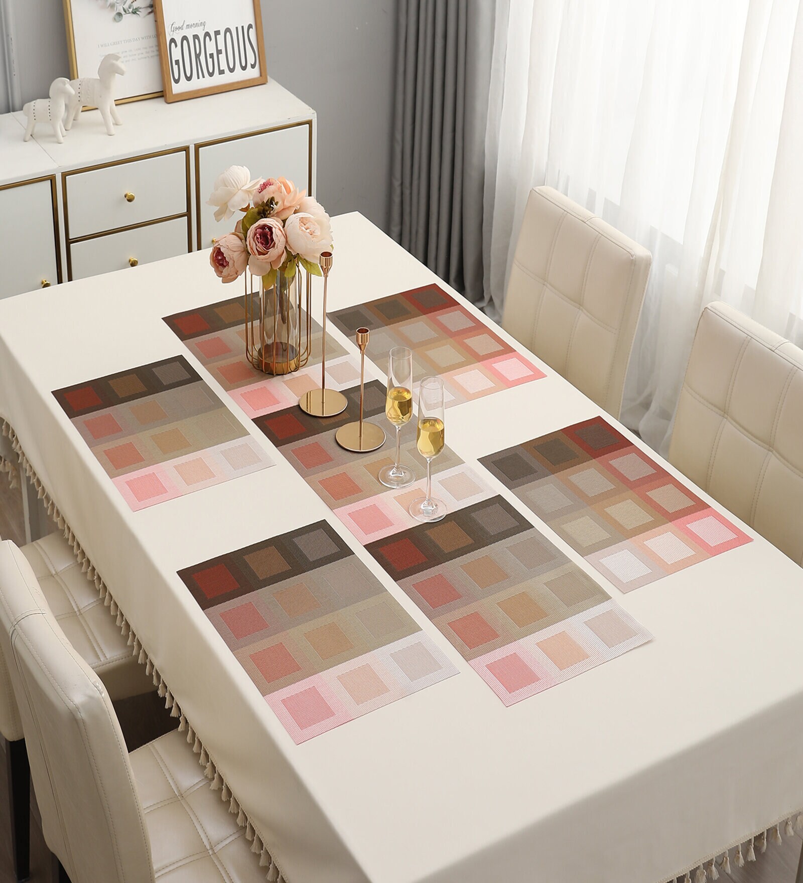 Buy Geometric Red (18 x12) PVC Table Linen (Set of 5) at 27% OFF by ...