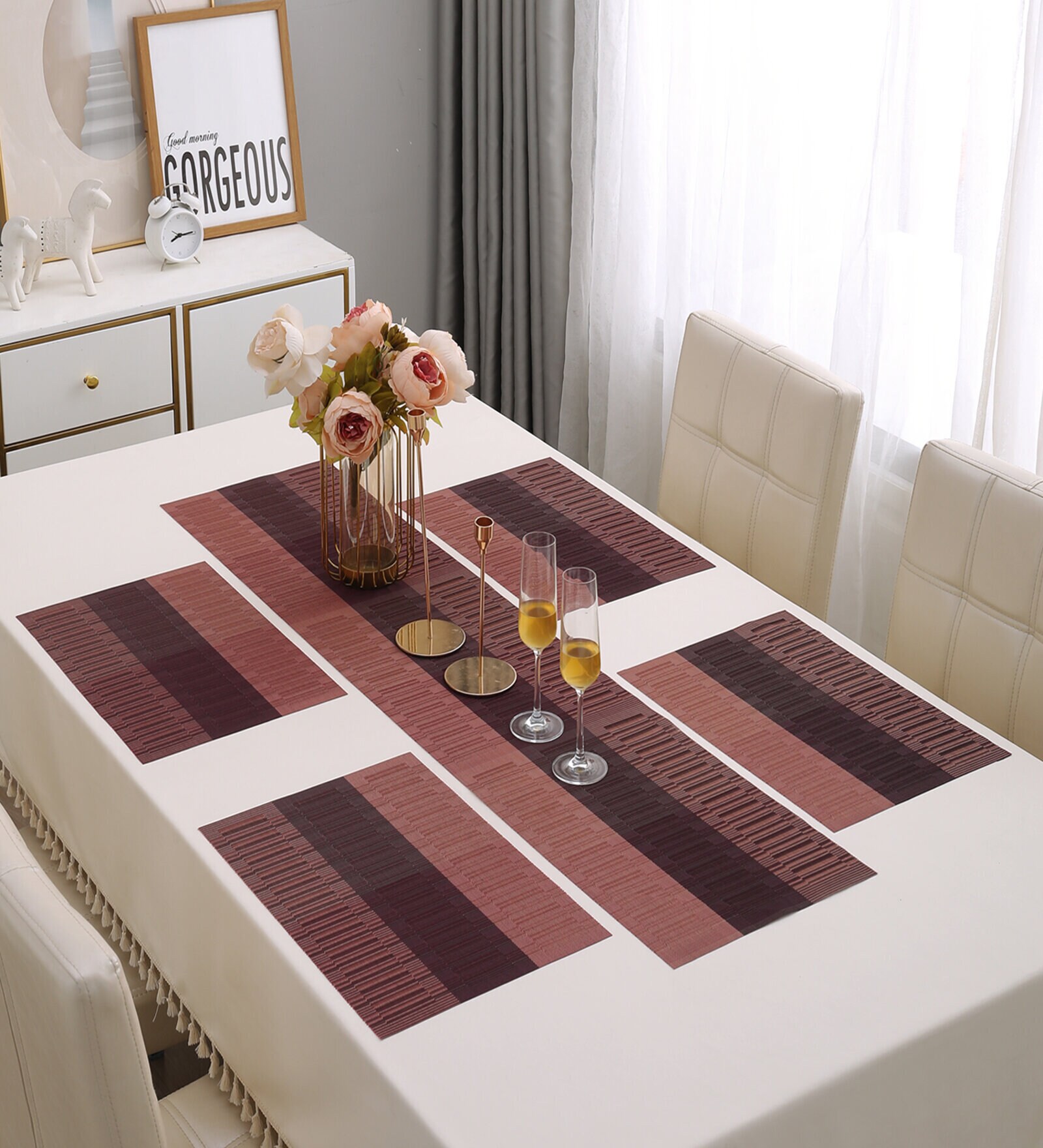 Buy Solid Red (18 x12) PVC Table Linen (Set of 5) at 18% OFF by HOKIPO ...