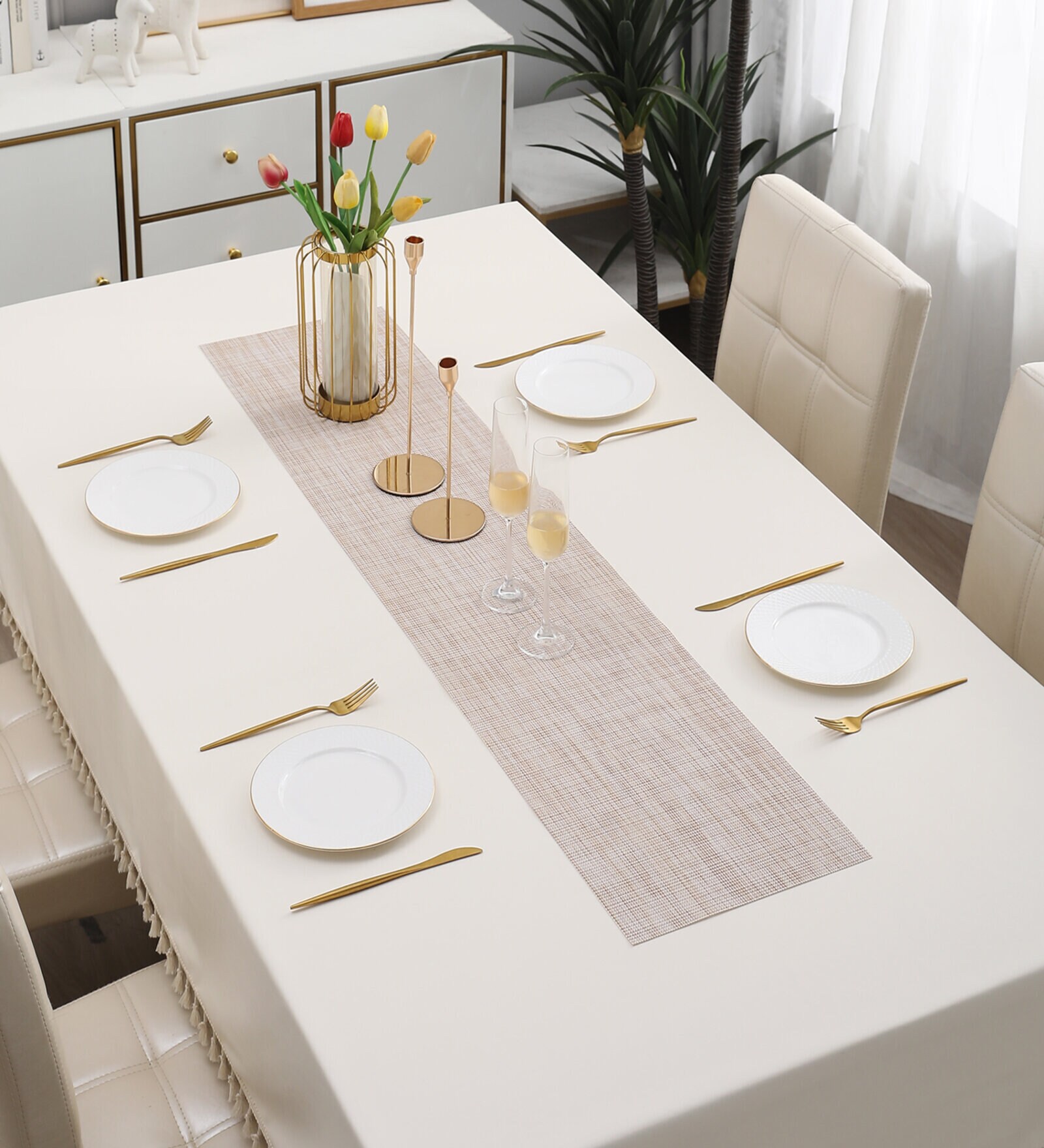 Buy Solid Beige (53 x12) PVC Table Runner at 33% OFF by HOKIPO | Pepperfry