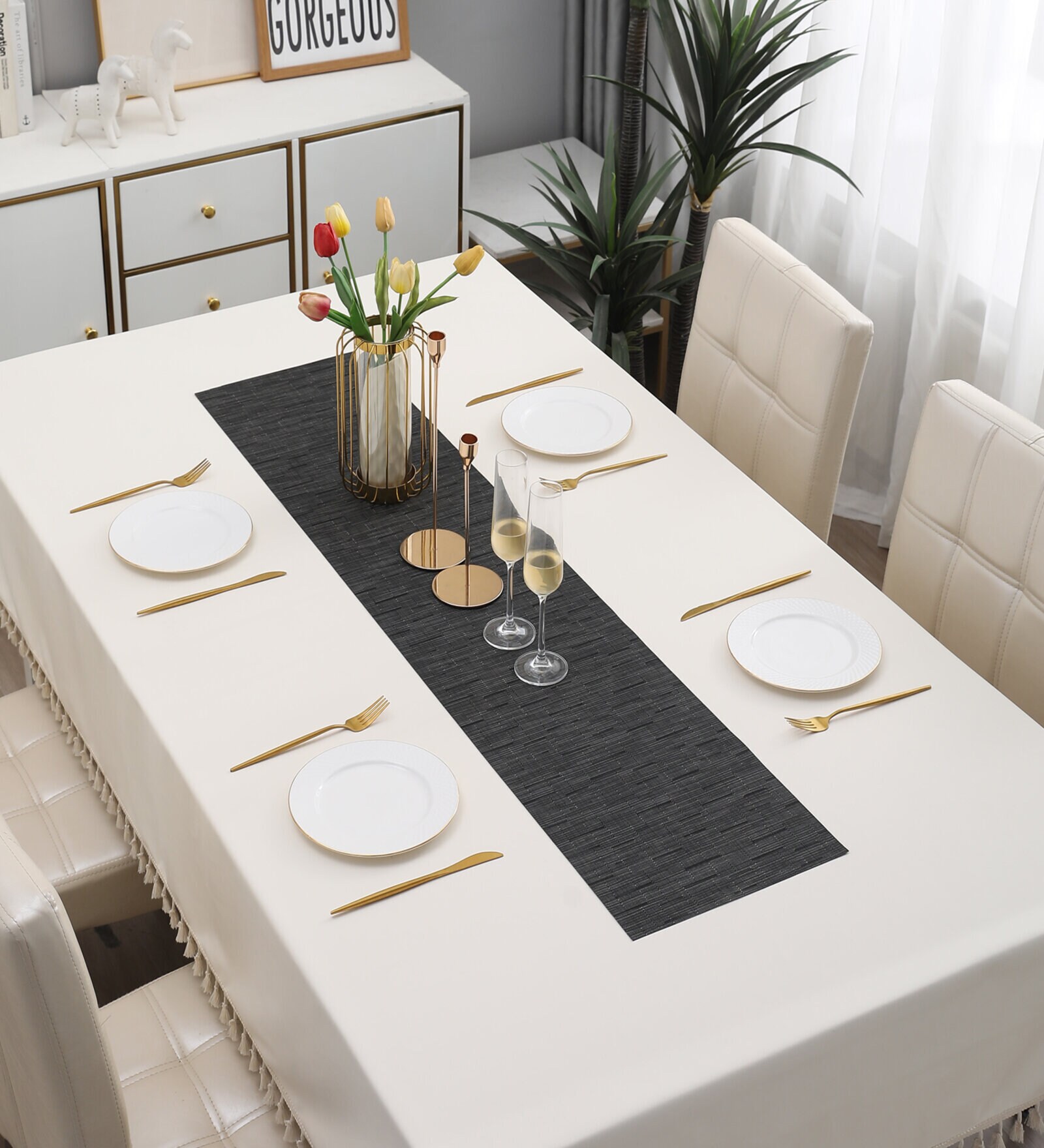 Buy Solids Black (53 x12) PVC Table Runner at 33% OFF by HOKIPO | Pepperfry