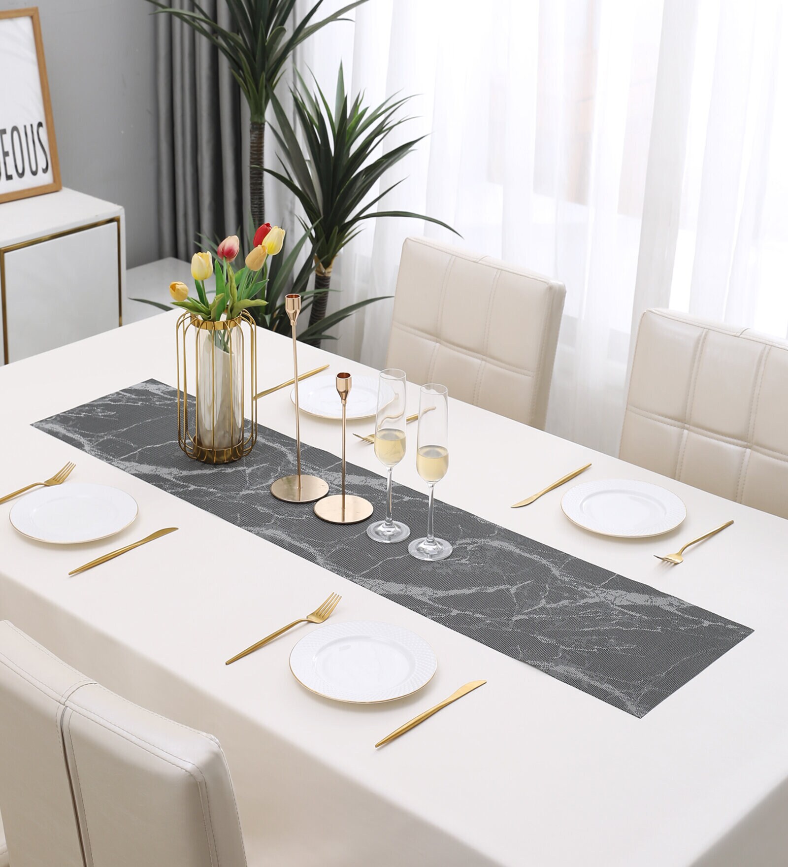 Buy Abstract Black (53 x12) PVC Table Runner at 33% OFF by HOKIPO ...