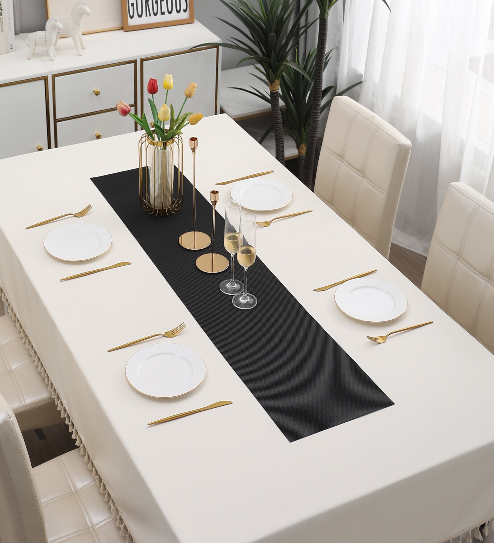 Buy Solid Black (53 x12) PVC Table Runner at 33% OFF by HOKIPO | Pepperfry