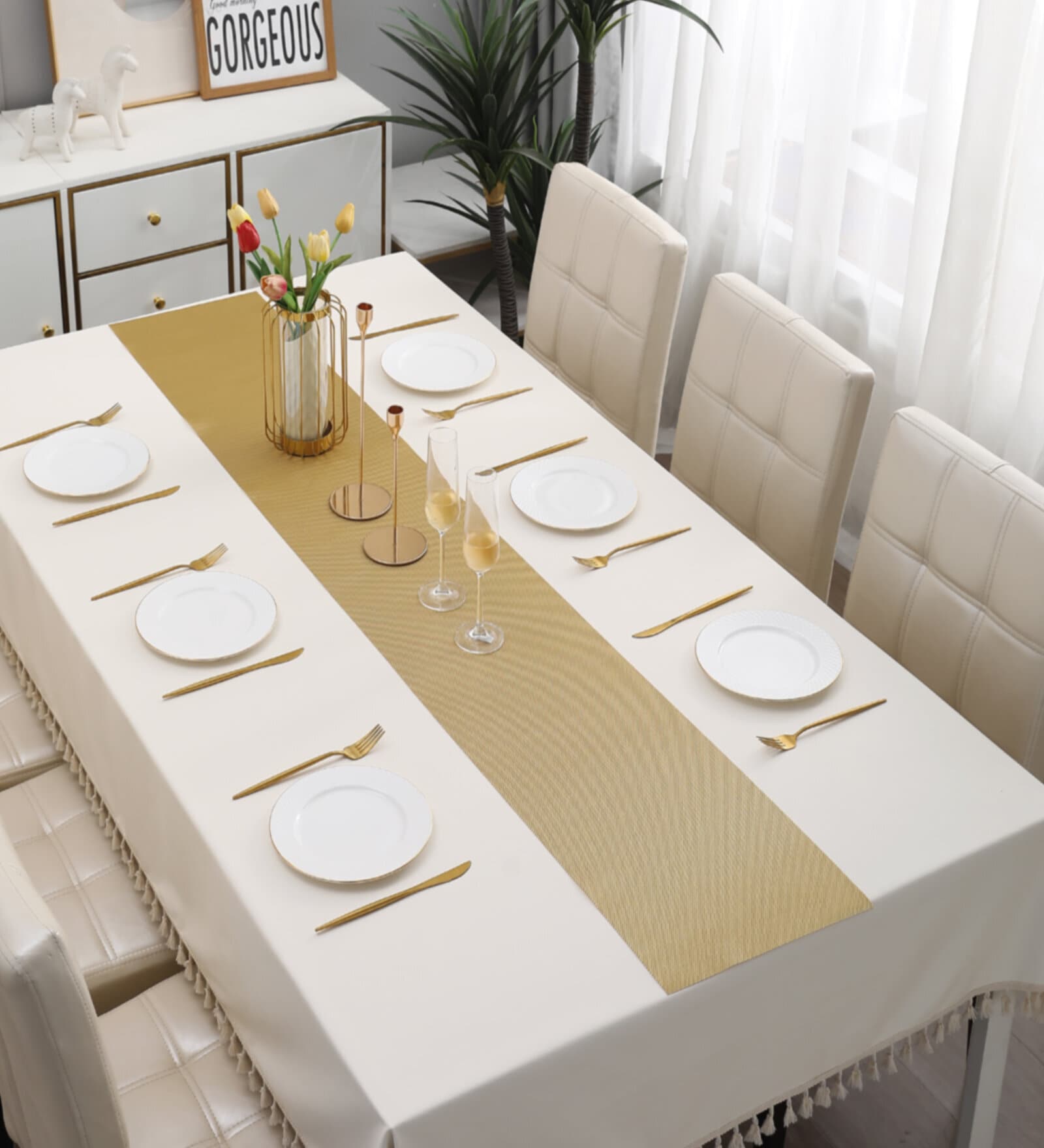 Buy Solid Gold (71 x12) PVC Table Runner at 38% OFF by HOKIPO | Pepperfry