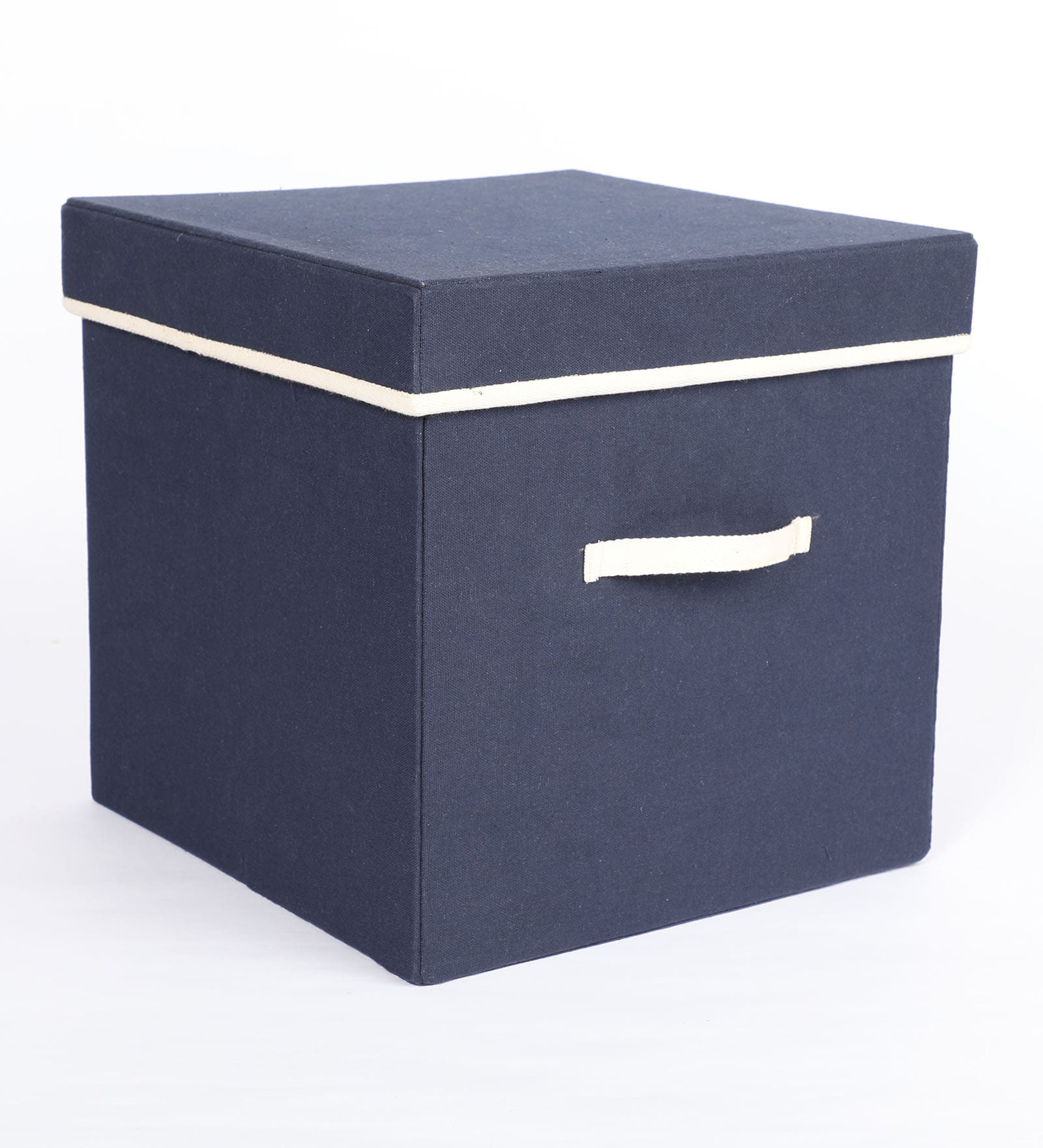 Buy Navy Blue Canvas & Mdf Wardrobe Box (L: 12, W: 12, H: 12 Inches) by ...