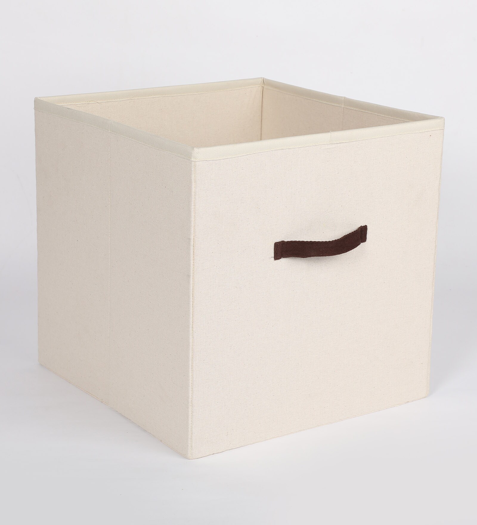 Buy Cream Canvas & Mdf Wardrobe Basket (L: 14, W: 14, H: 14 Inches) by ...